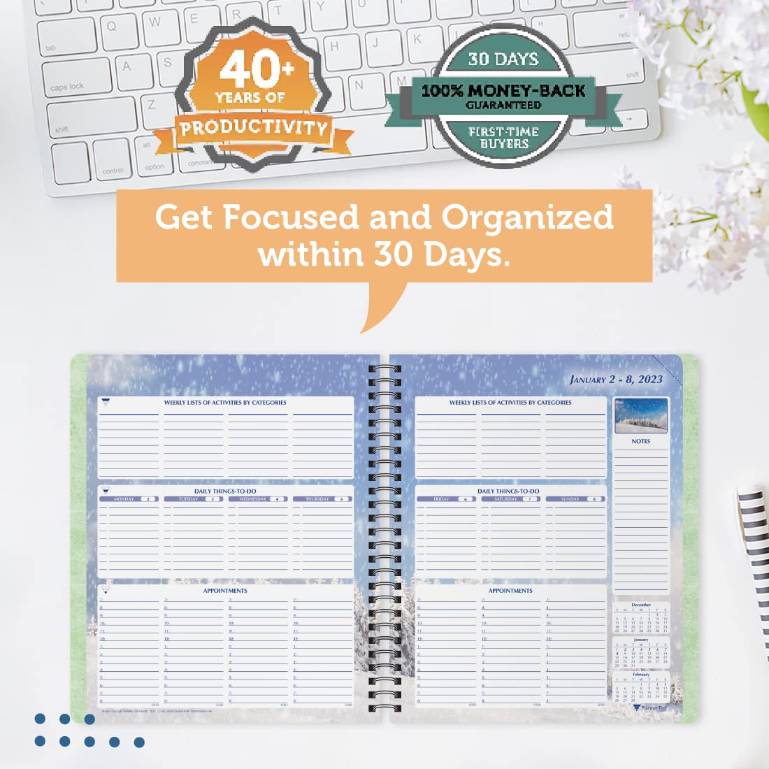 Planner Pad Spiral Bound 3-Tier Funnel Down 12 Month Organizer ...