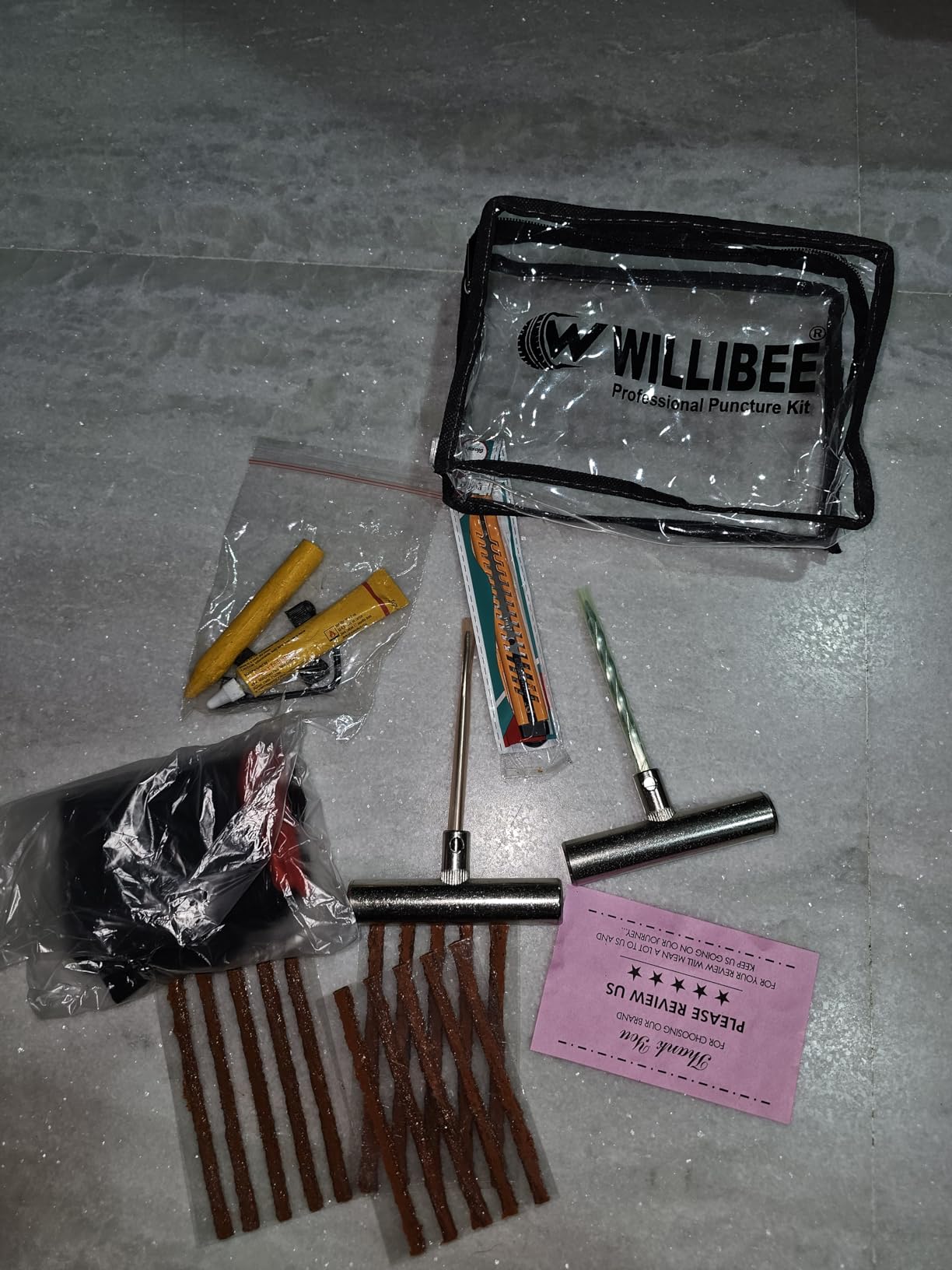 WILLIBEE Universal Tubeless Tire Steel Puncture Kit (with Storage Bag ...