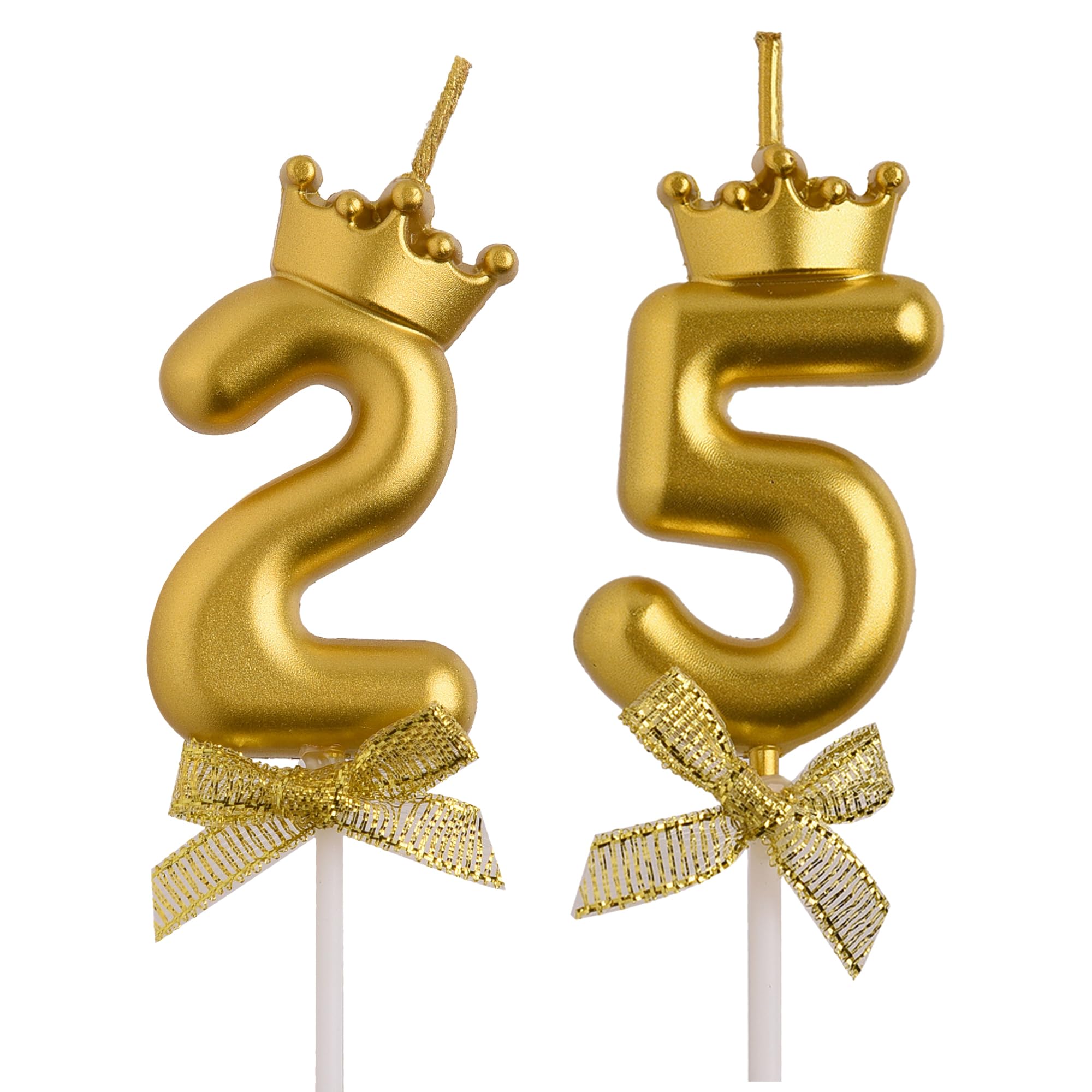 Amazon.com: AOOLADA 25th 52nd Birthday Candles, Gold 52 25 Year Old ...