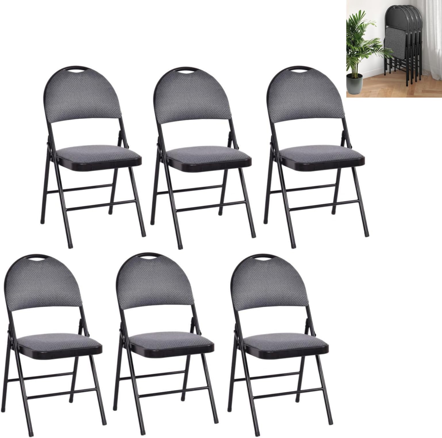 COSTWAY 2/4/6 Pack Fabric Padded Folding Chair, Metal Frame Easy ...