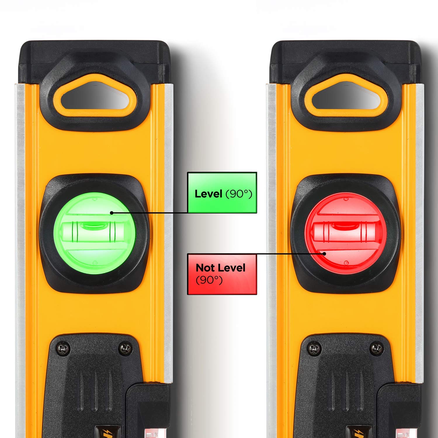 Snapklik.com : 16-Inch 0, 45 & 90 Degree LED Torpedo Level, Water, Dust ...