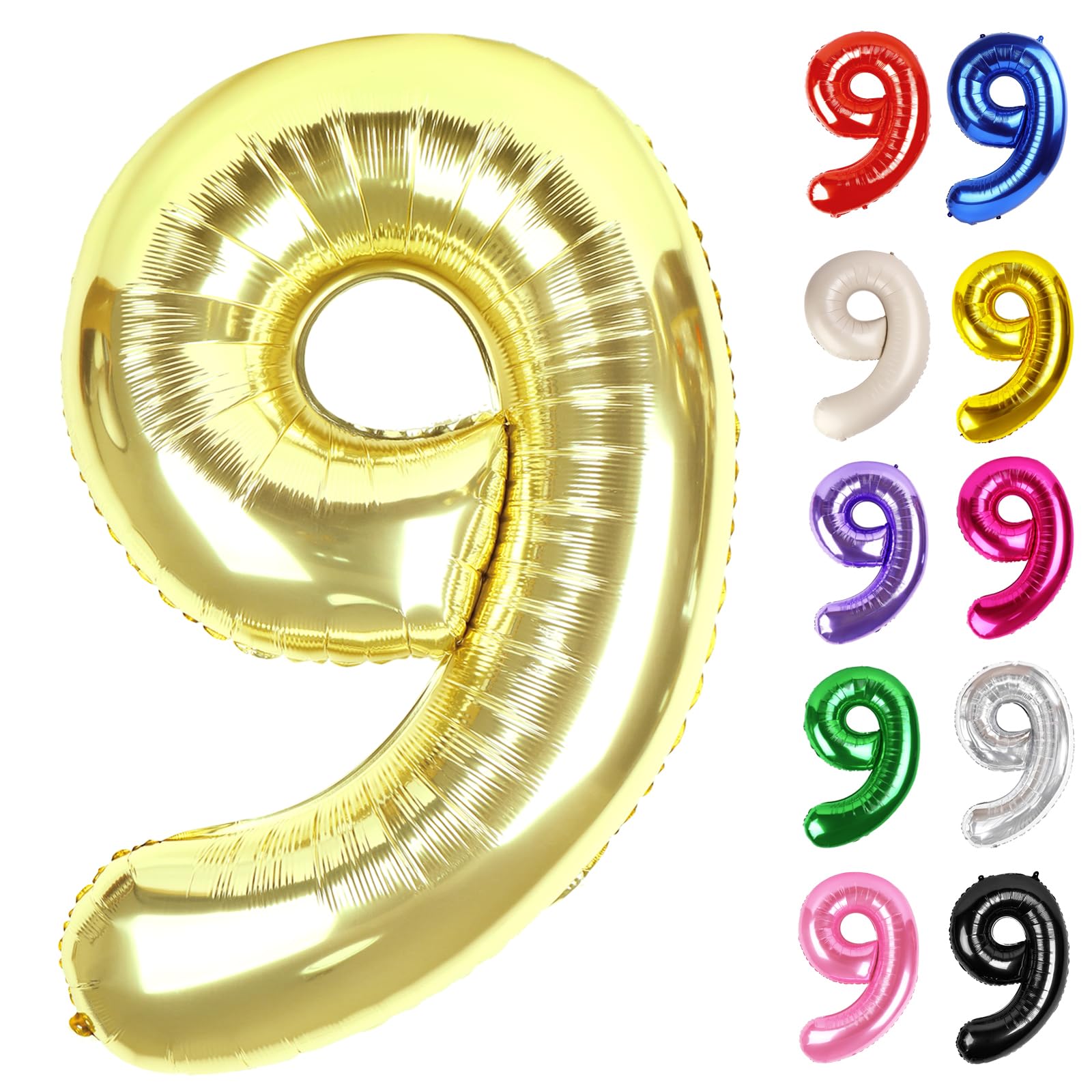 Snapklik.com : Champagne Gold Number 9 Balloon 40 Inch, White Gold 9 ...