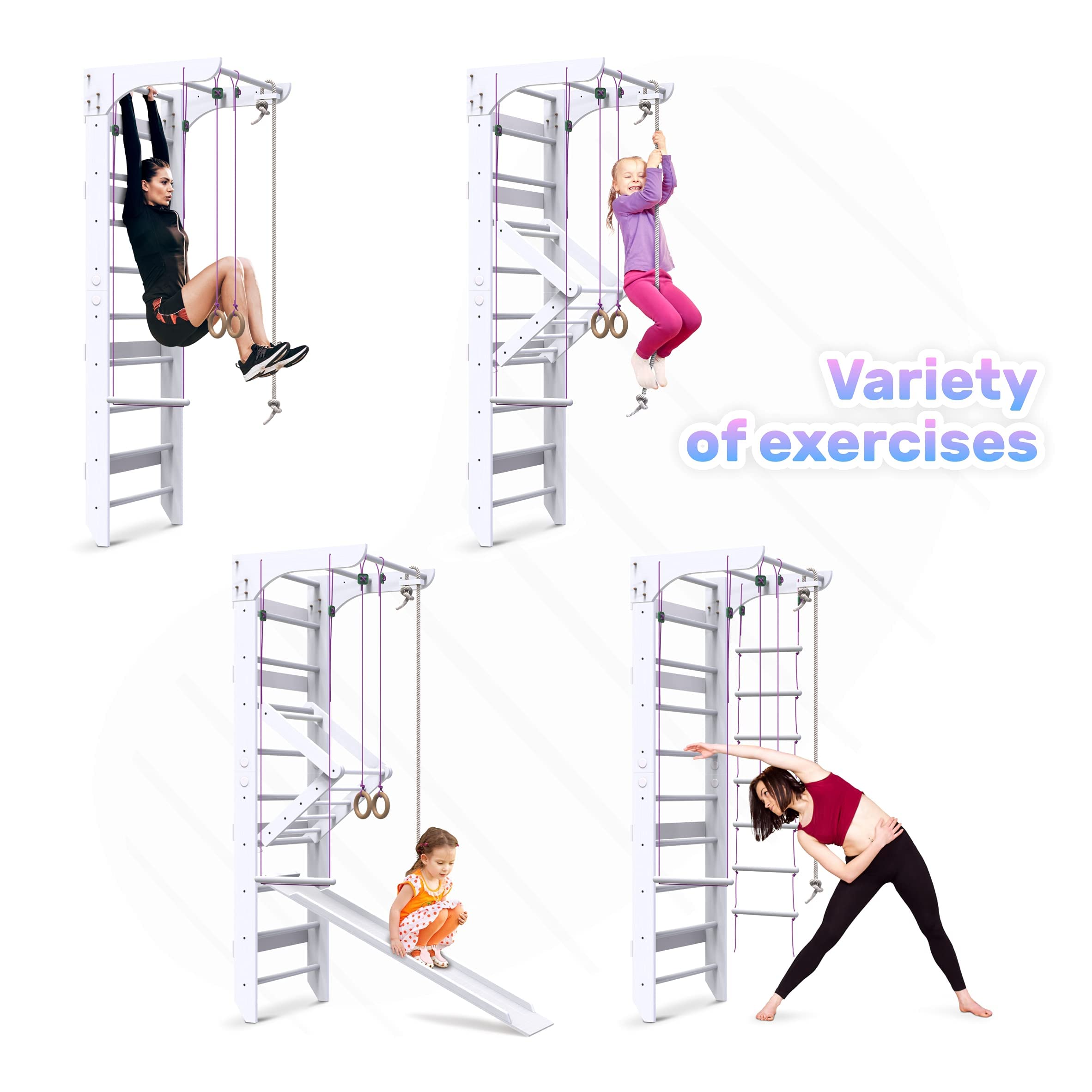 WEDANTA Wooden Swedish Ladder Wall Set – Kids Stall Bars for Exercise ...