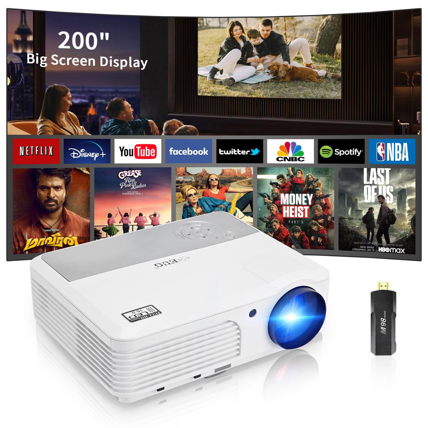 Amazon.com: Movie Projector with Android Stick-Include 8000+APPS ...