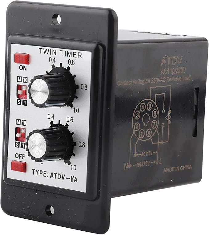 Amazon.com: Twin Timer Relay, On Off Knob Control Time Switch Short Period Repeat Cycle ...