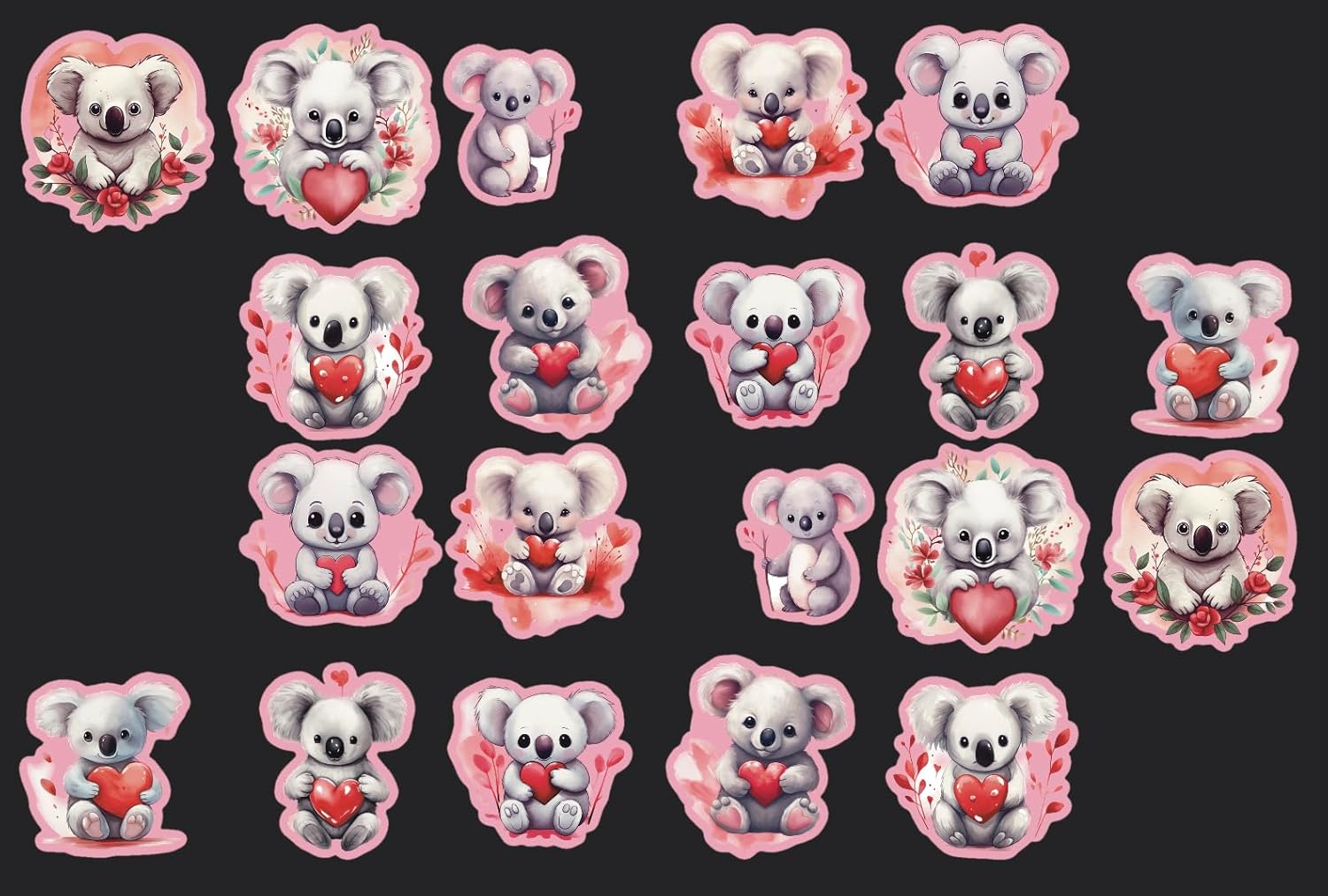 Amazon.com: Koala Stickers. Set of 20 Stickers, Valentine Stickers ...