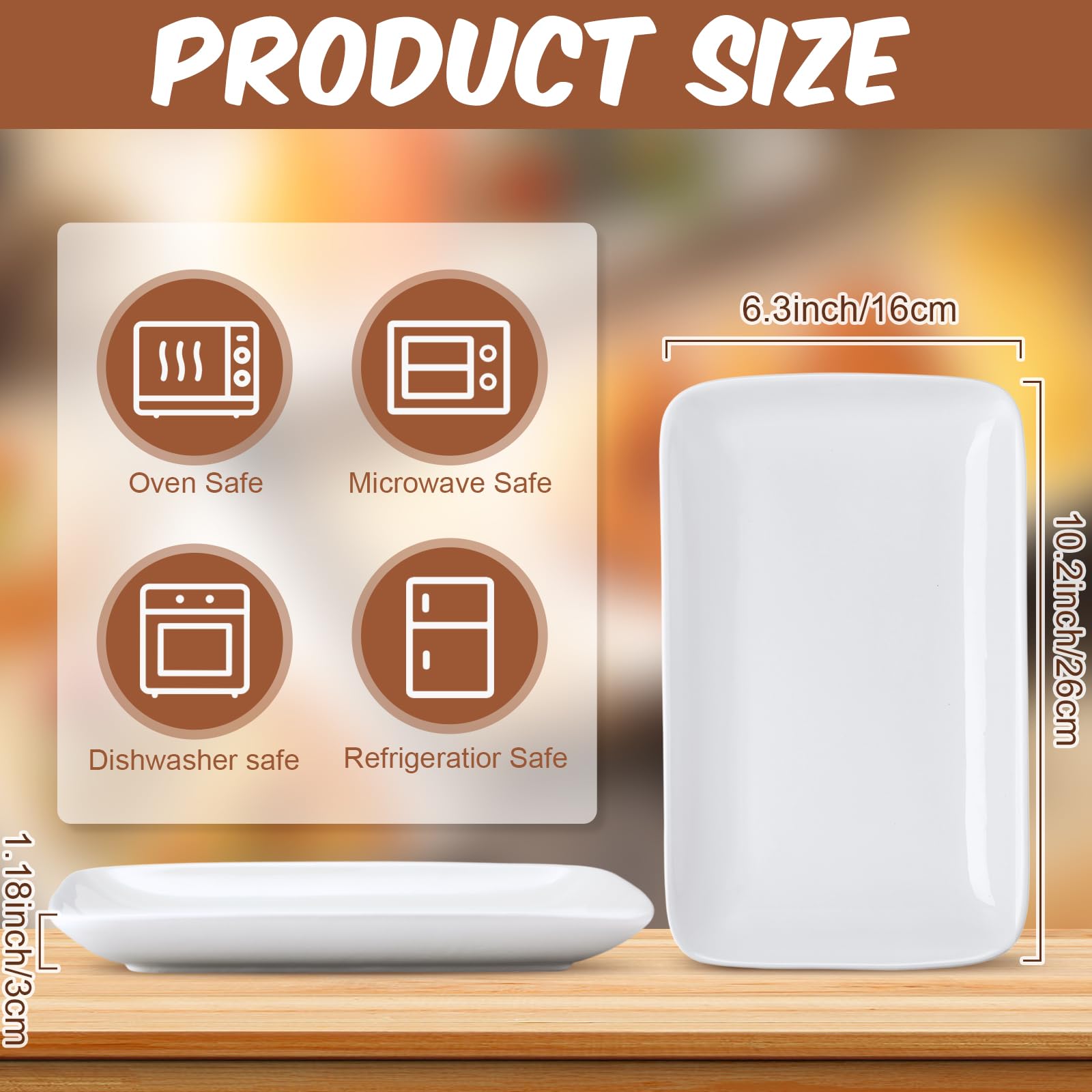 Snapklik.com : Irenare 12 Pcs 10 Inch Rectangular Salad Plates White ...
