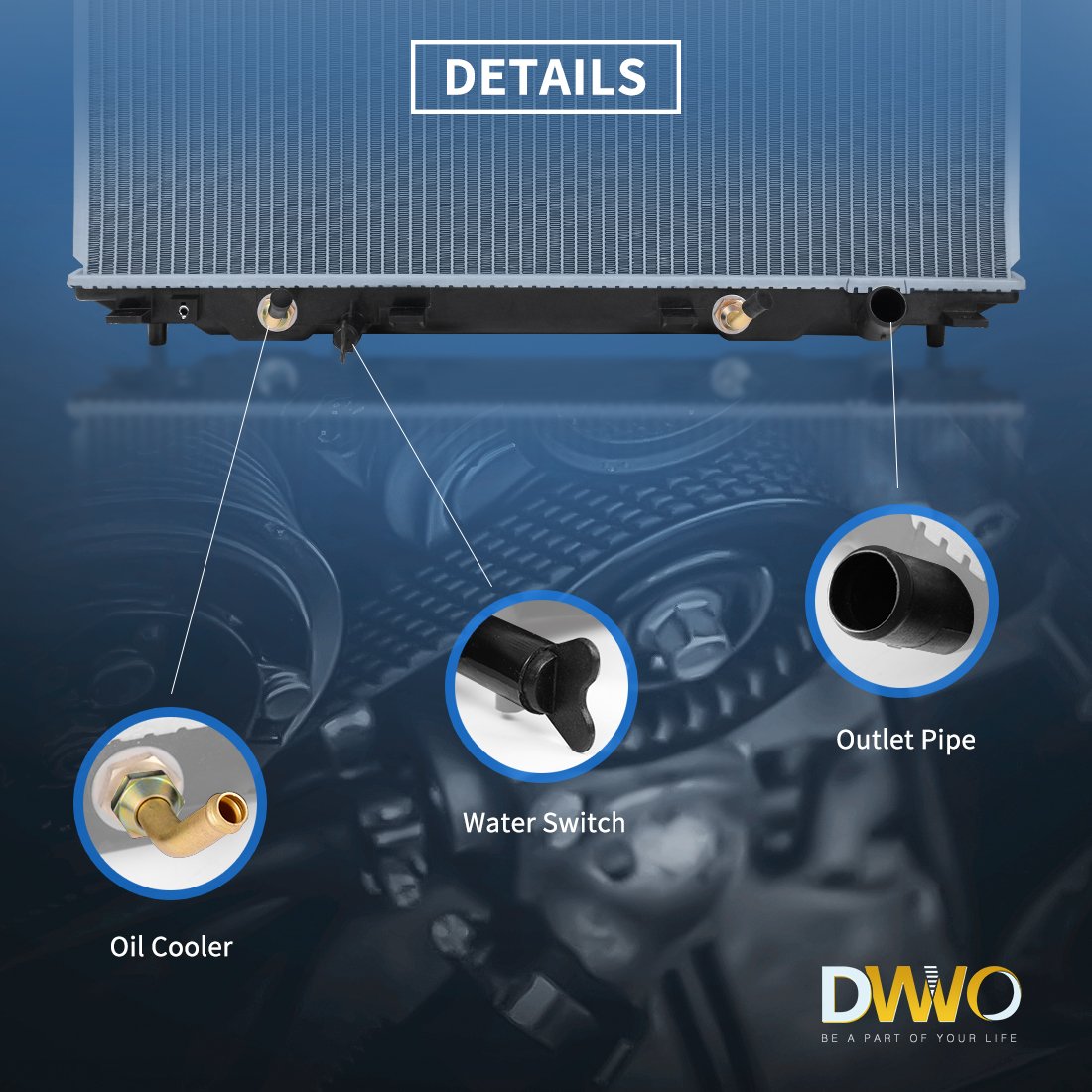 DWVO Complete Radiator Compatible with 2001 2002 2003 2004 2005 Honda ...