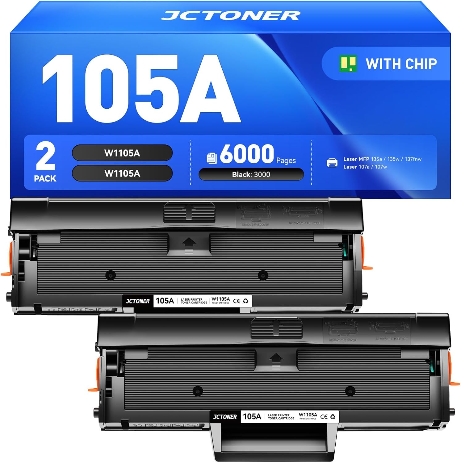 Amazon.com: 105A Black Toner Cartridge Combo Set 2-Pack with chip High Yield Replacement for HP ...