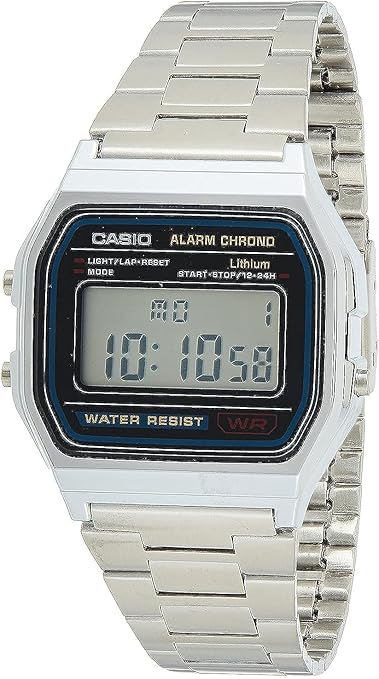 Casio A158WA-1 Silver Classic Retro Unisex Stainless Steel Digital ...