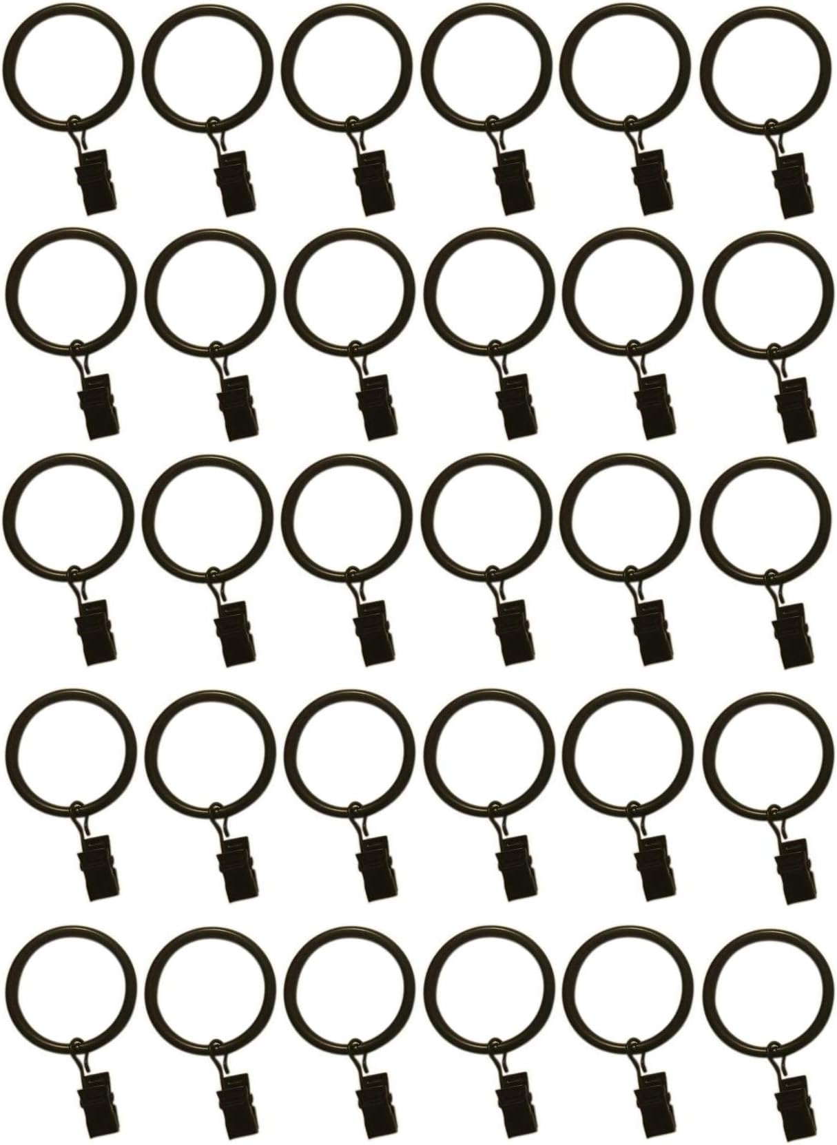 Amazon.com: KINJOEK 60 PCS 2 Inch Curtain Rings with Clips and Eyelet ...