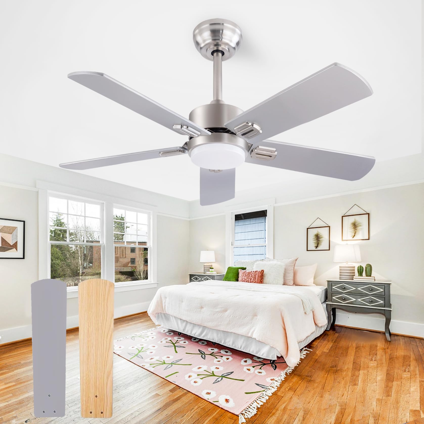 Amazon.com: QUTWOB 42" Ceiling Fan with Light and Remote,Farmhouse 5 ...