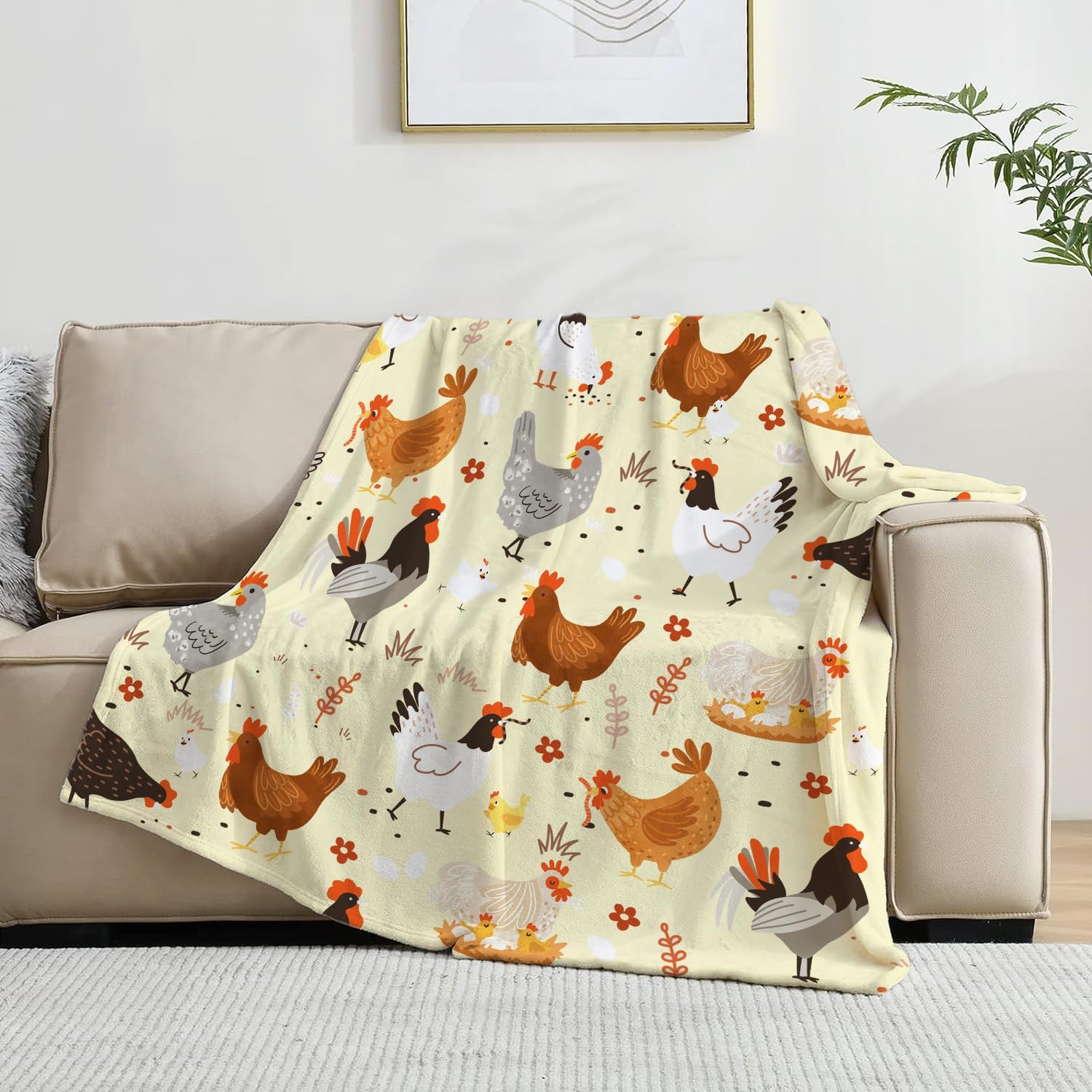 Amazon.com: Chicken Printed Blanket 50x60In,Flannel Blanket is Soft and ...