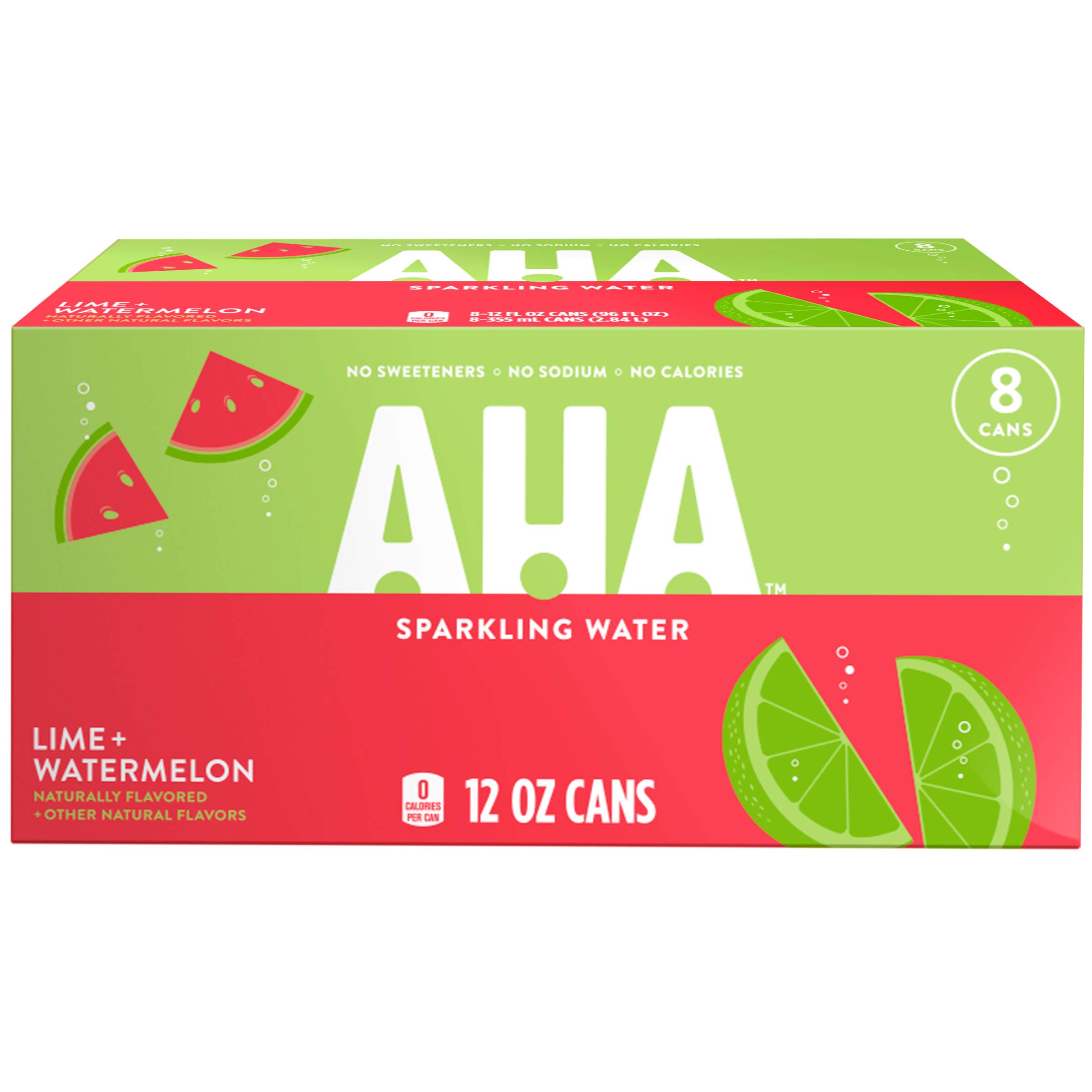 AHA Sparkling Water, Lime Watermelon Flavored Water, Zero Calories, Sodium Free, No Sweeteners ...