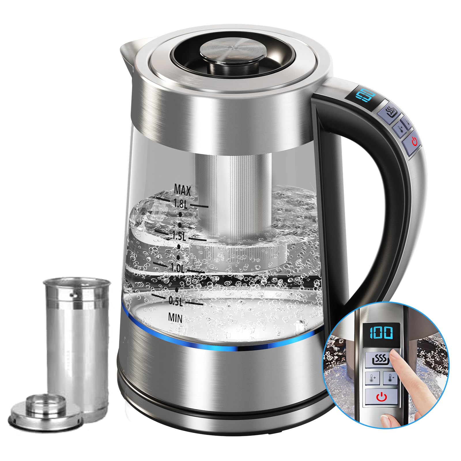Amazon.com: CHEFESS Electric Glass Kettle, 1.8 L / 60.8 oz Tea Kettle ...