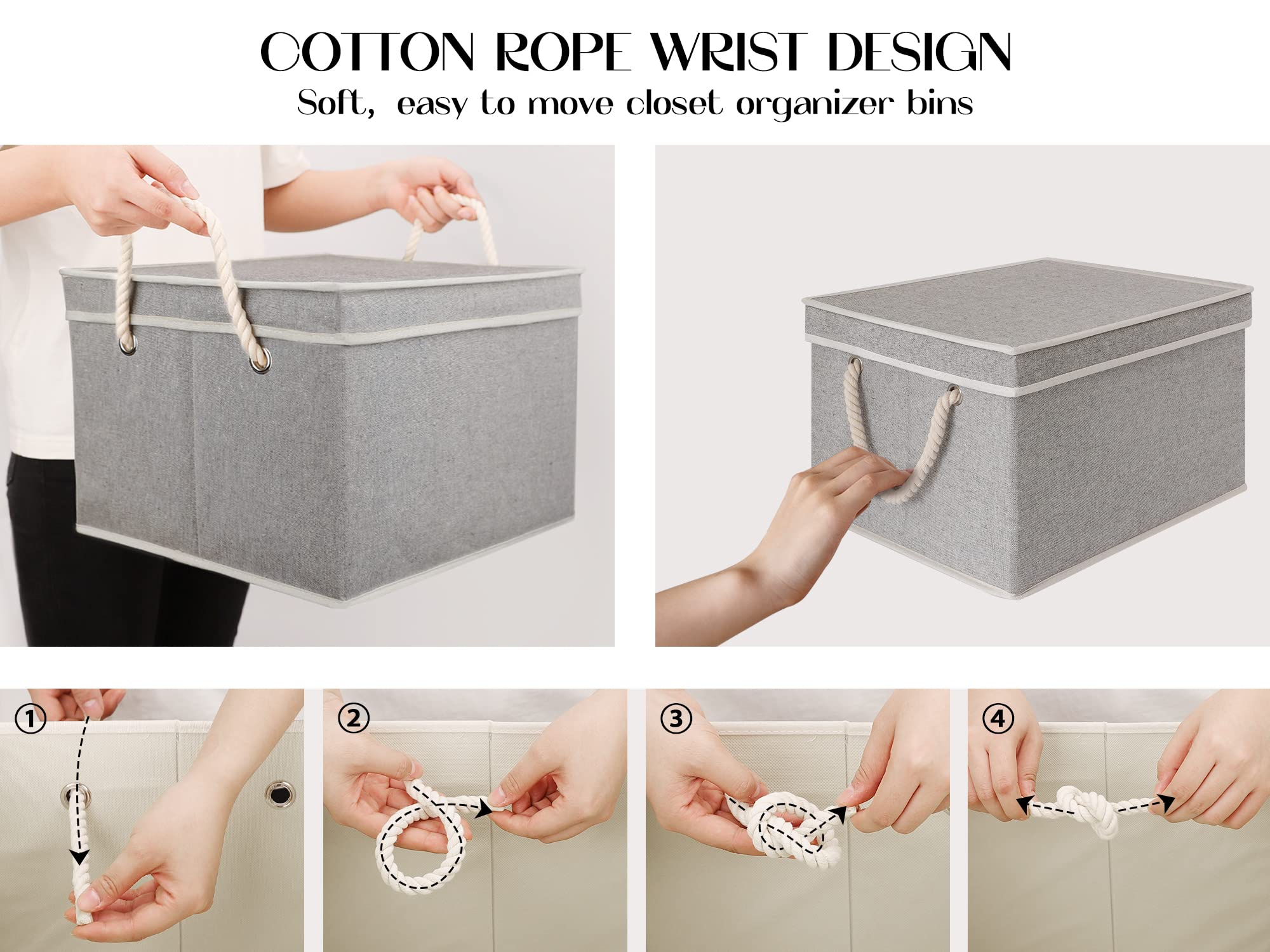 LoforHoney Home Fabric Storage Bins with Lids for Organizing, Foldable ...