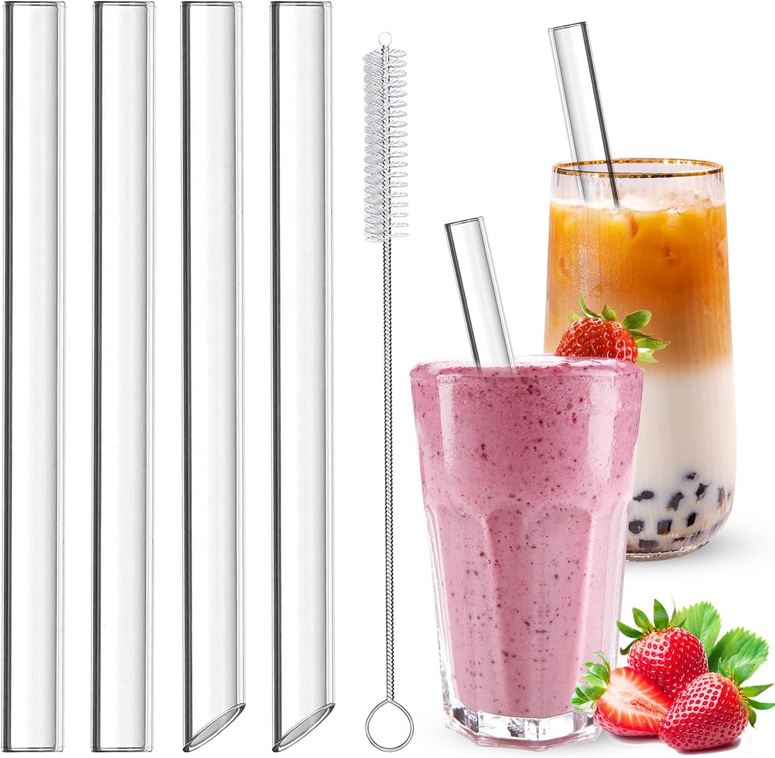 winbest 5 Stück Bubble Tea Strohhalme [+Reinigungsbürste], EXTRA DICKE ...