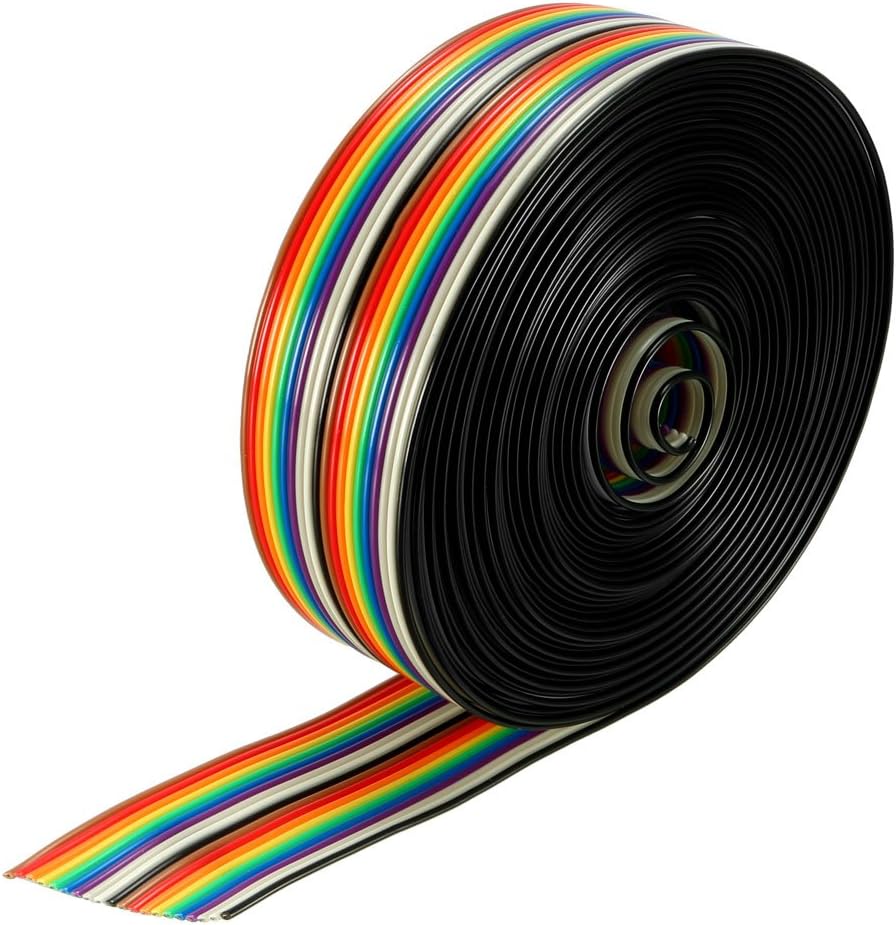 Amazon.com: uxcell Flat Ribbon Cable 20P Rainbow IDC Wire 1.27mm Pitch ...