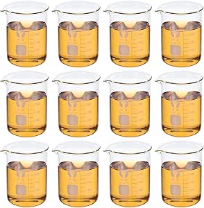 Amazon.com: PATIKIL 250ml Low Form Glass Beaker, 12 Pack 3.3 Borosilicate Glass Graduated ...