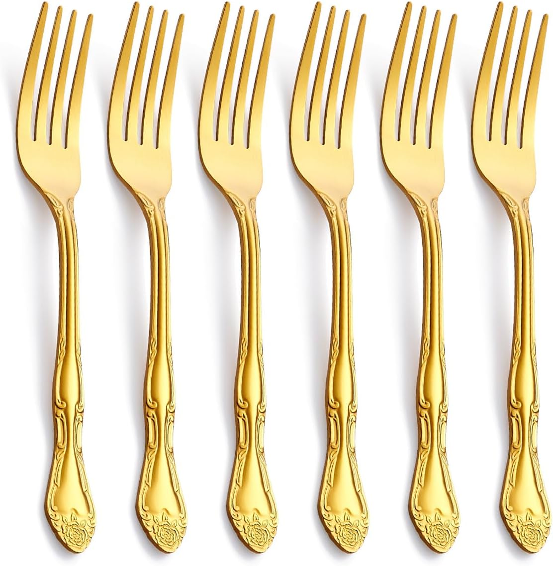 Matte Gold Dessert Forks, FULLYWARE Stainless Steel Satin Finish Forks ...