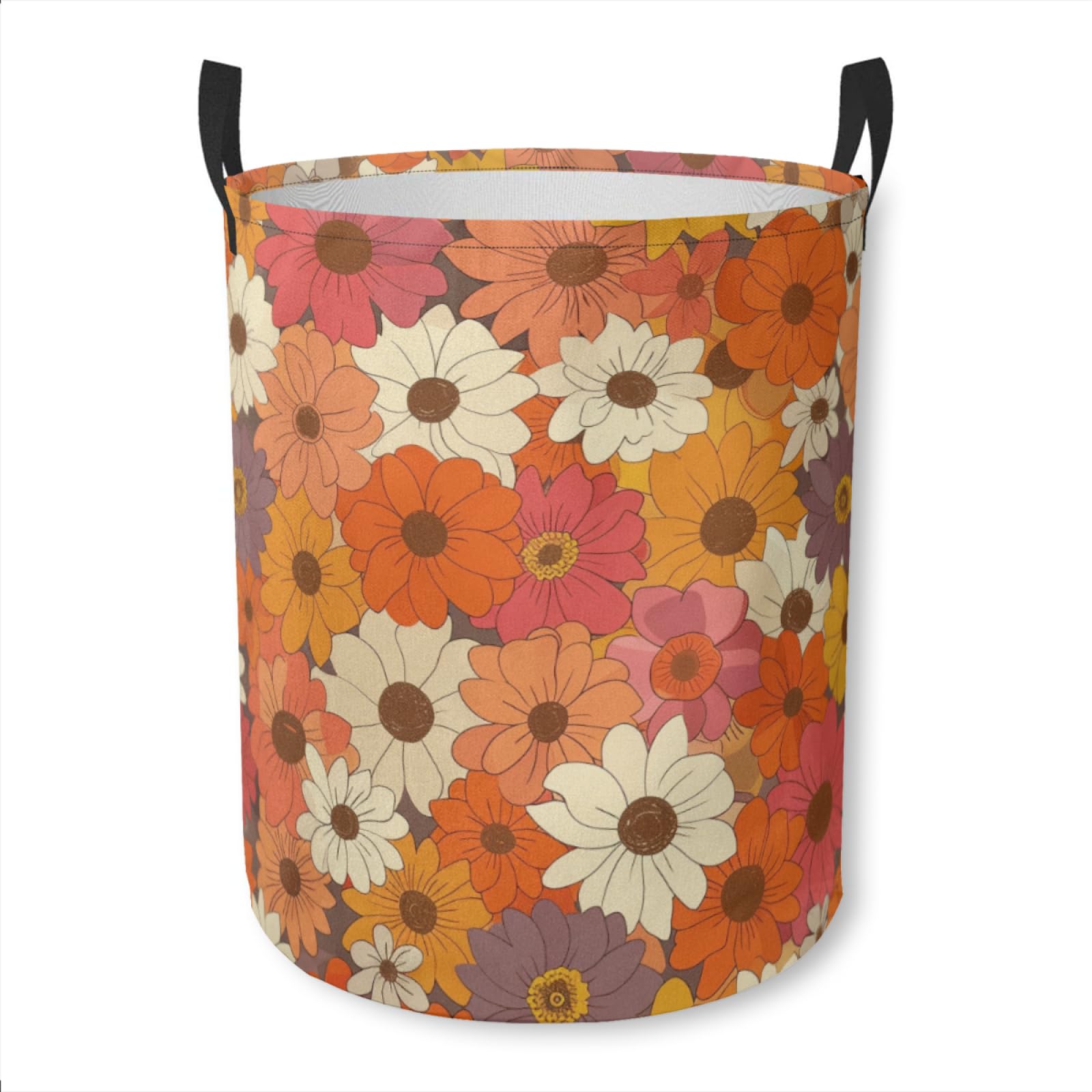Amazon.com: Laundry Basket Boho 60s 70s Retro Floral Collapsible ...