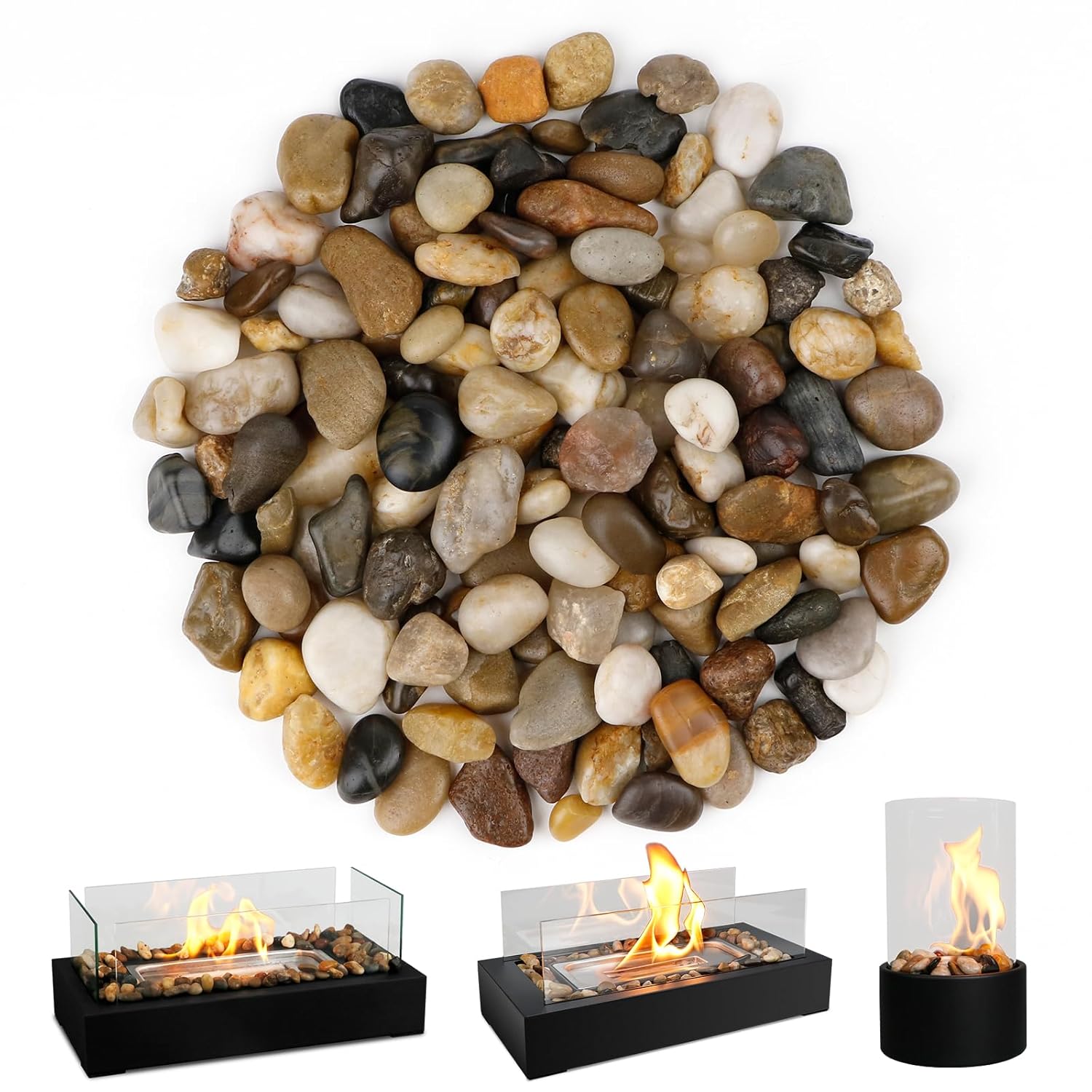 Amazon.com: River Rocks, Landscaping Pebbles for Tabletop Fire Pits ...