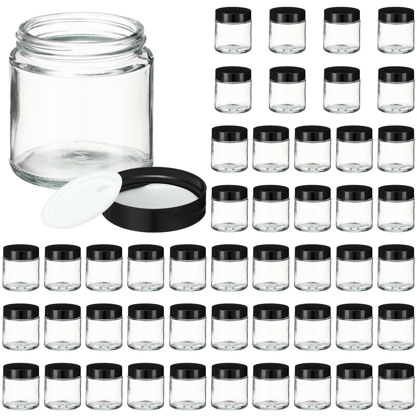 Amazon.com: 30 Pcs 4 oz Clear Glass Jars with Black Lids Leakproof ...