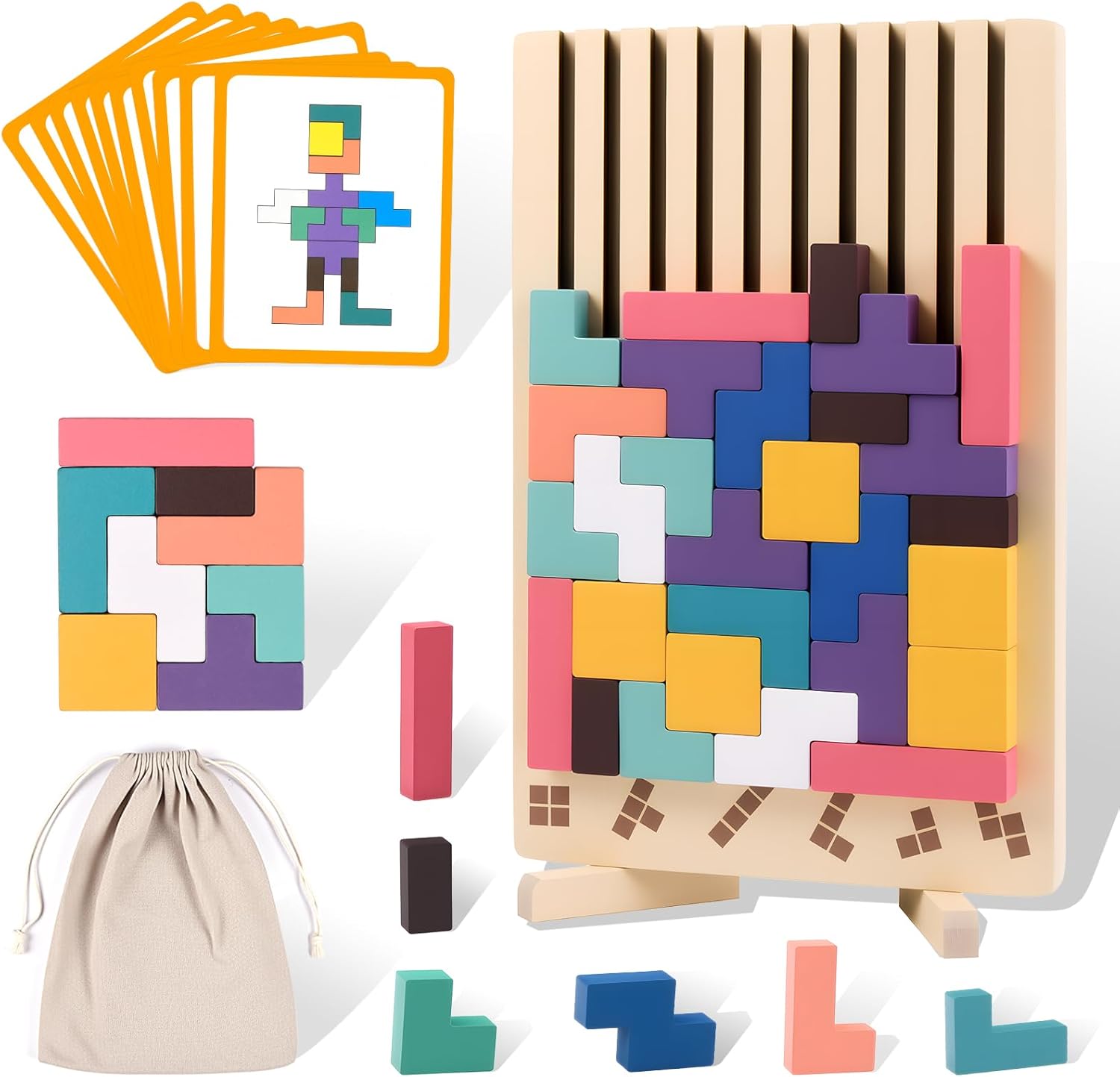 Havnidy Montessori 3D Wooden Puzzle Stacking Wooden Blocks with 10 ...