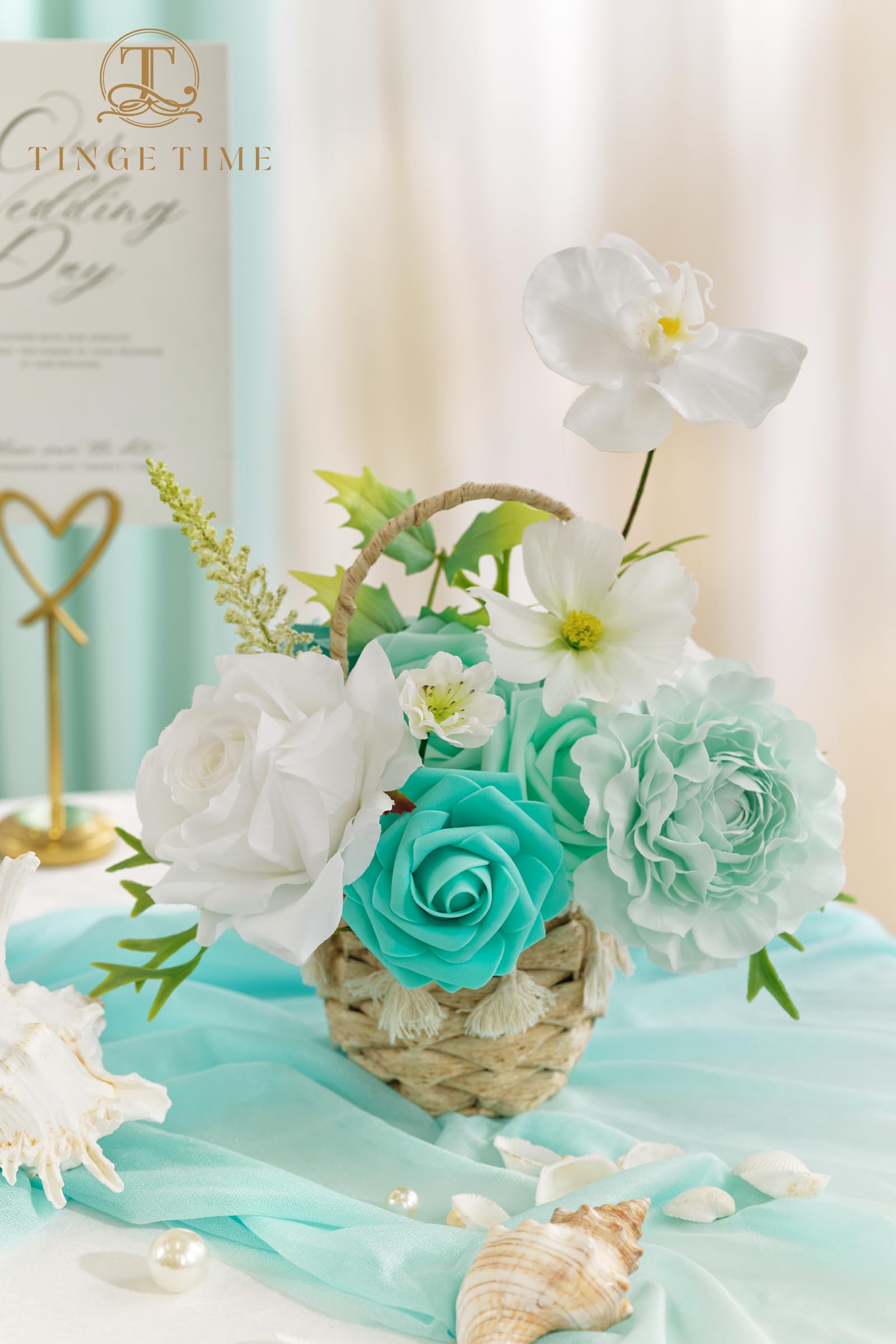 Teal And Blush Centerpieces Teal Roses TINGE TIME Artificial Flowers