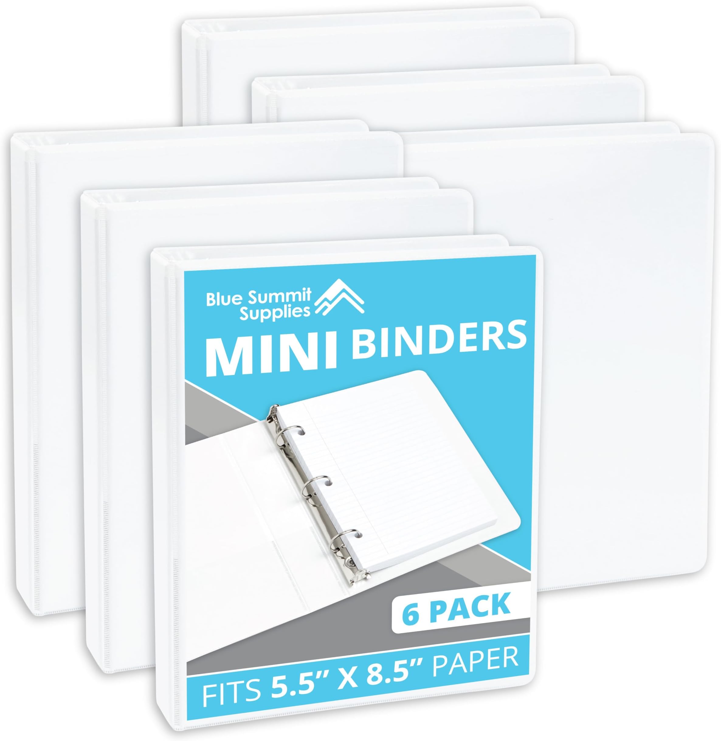 Amazon.com : Henoyso 6 Pcs Plastic 1'' Mini 3 Ring Binders, 200 Sheets ...