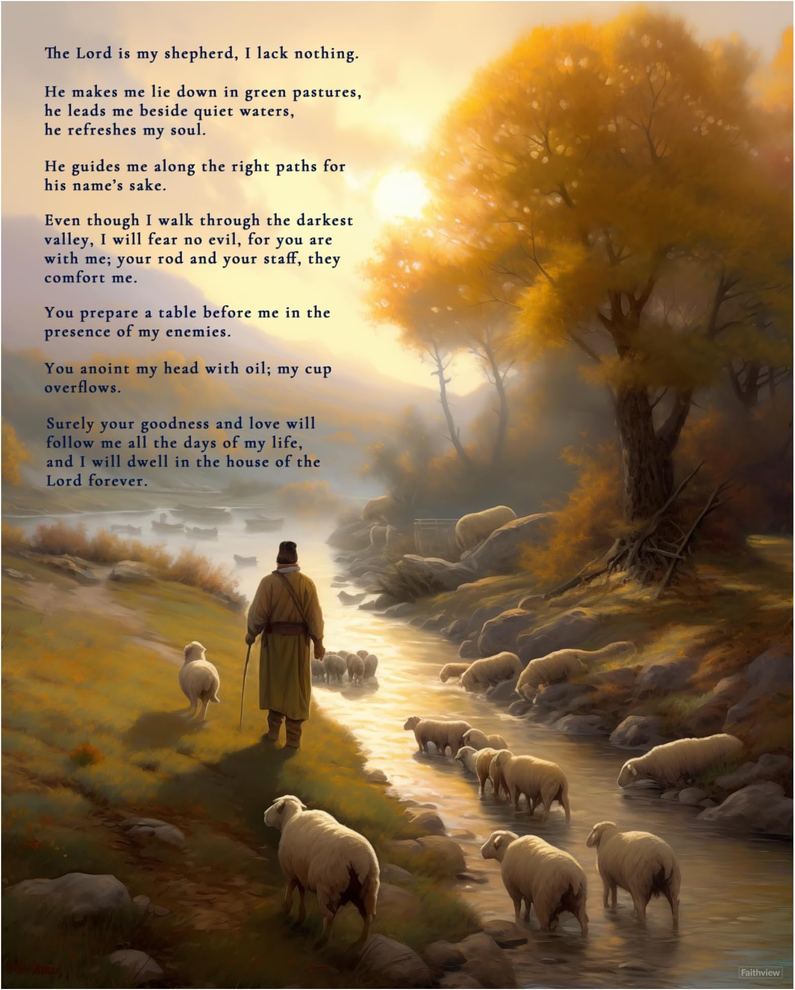 Amazon.com: Christian Canvas Wall Art Psalm 23 the Lord is My Shepherd ...