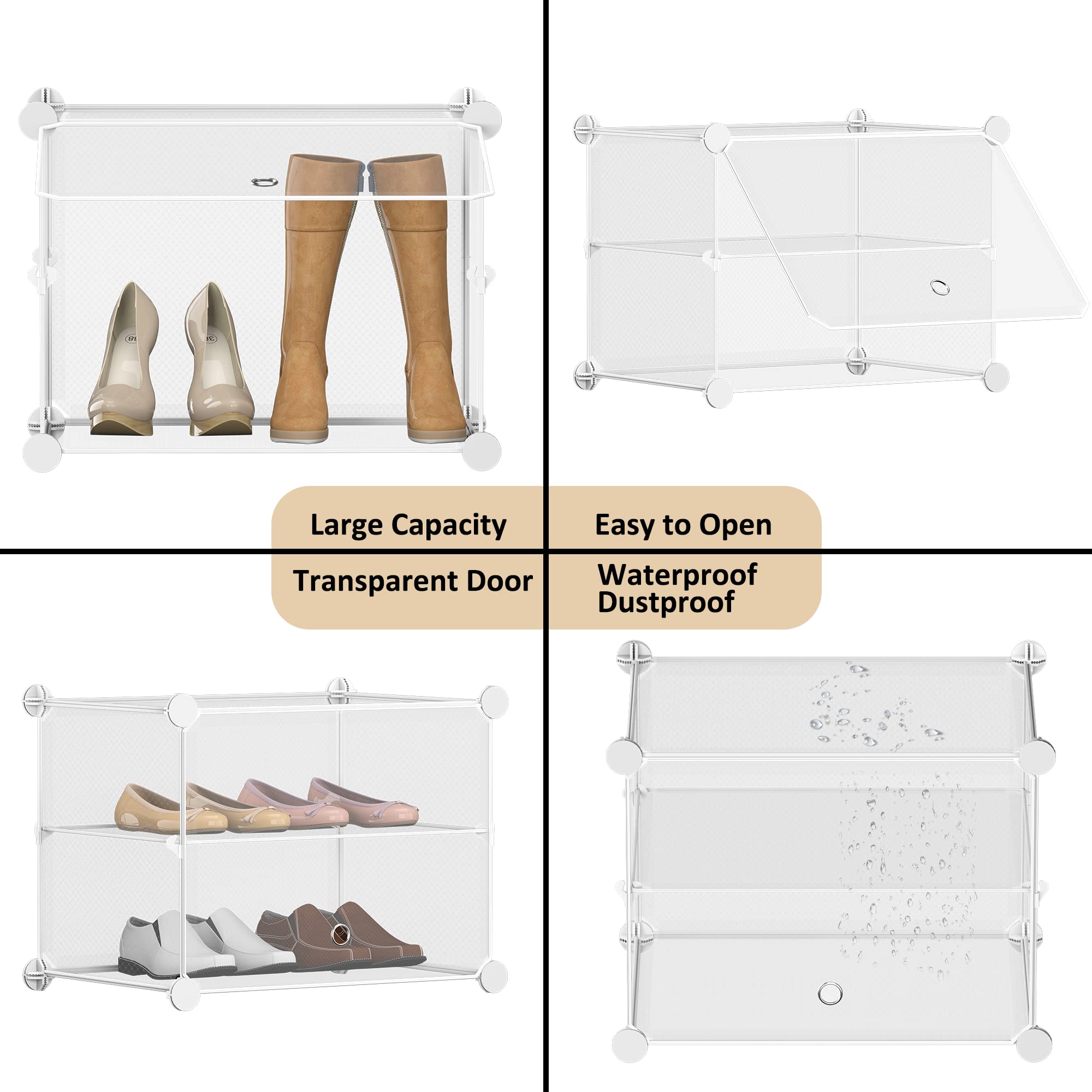 Snapklik.com : HOMIDEC Clear Shoe Organizer, 3 By 8 Tier Shoe Rack Shoe ...