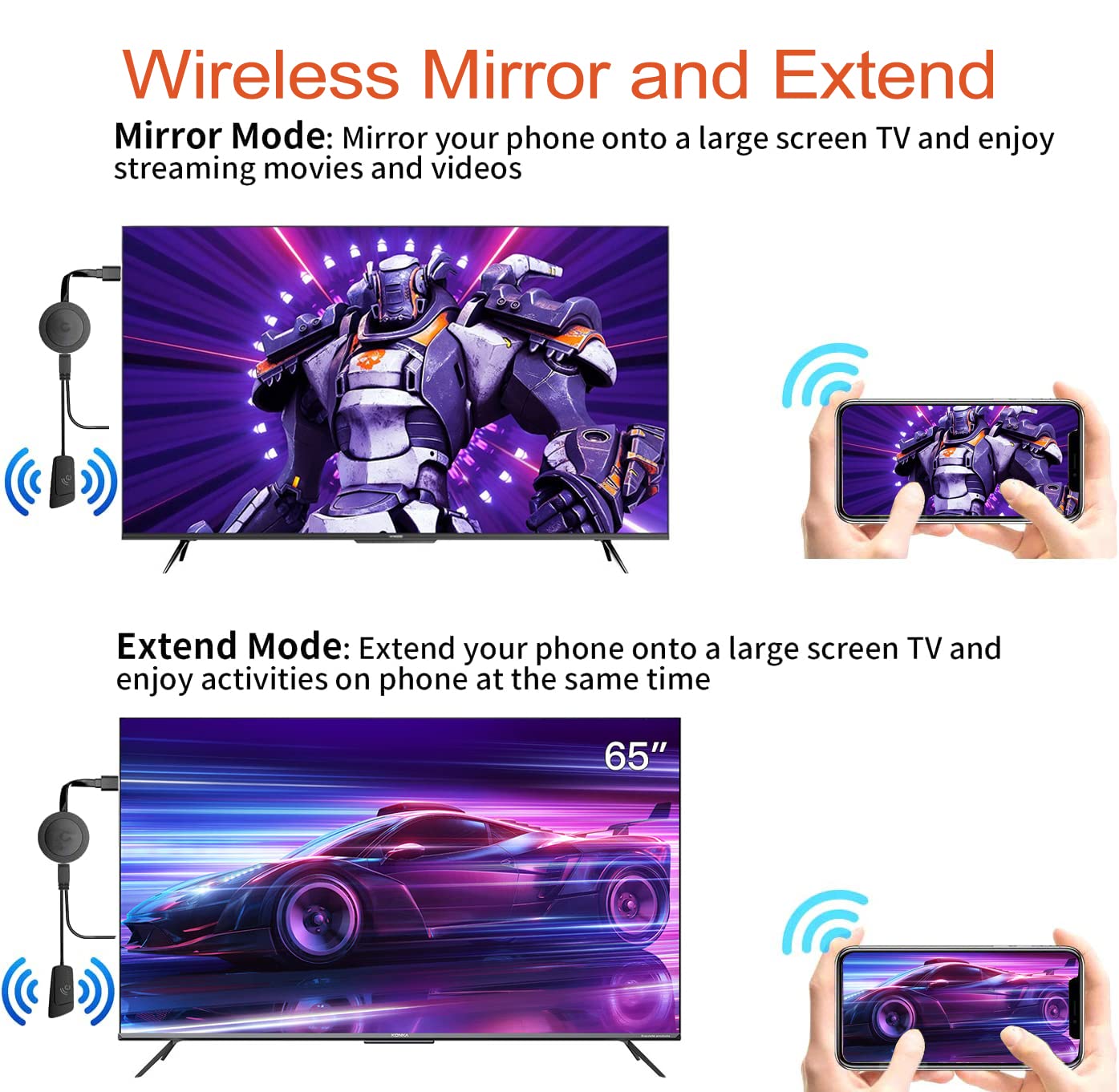 Snapklik.com : 2K 1080P Wireless HDMI Streaming Adapter, Compatible ...