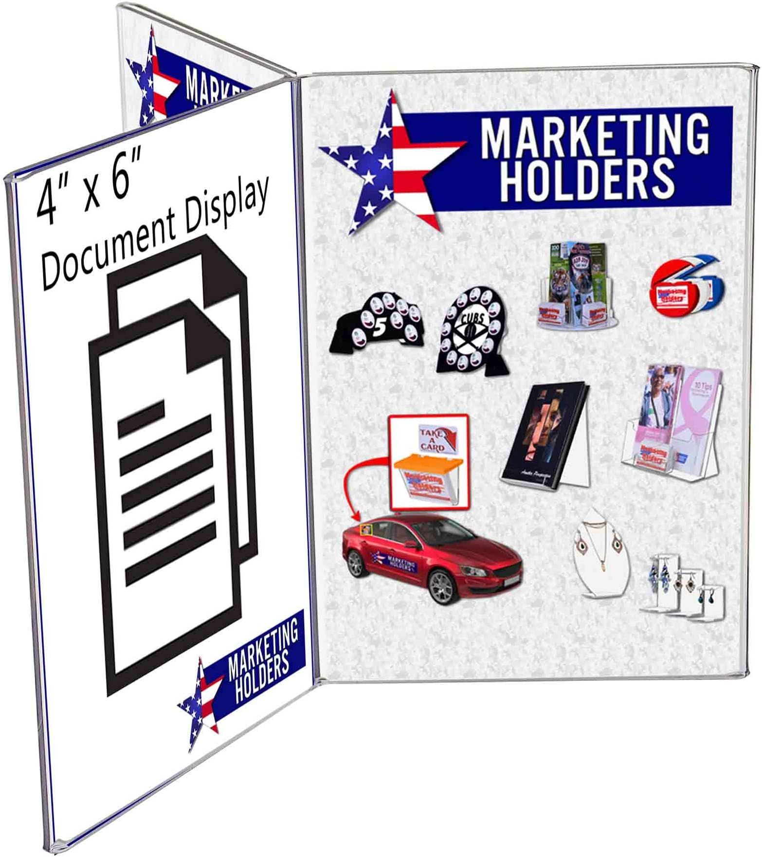 Amazon.com : Sign Holder 4" x 6" Multi Sided Table Display Menu or ...