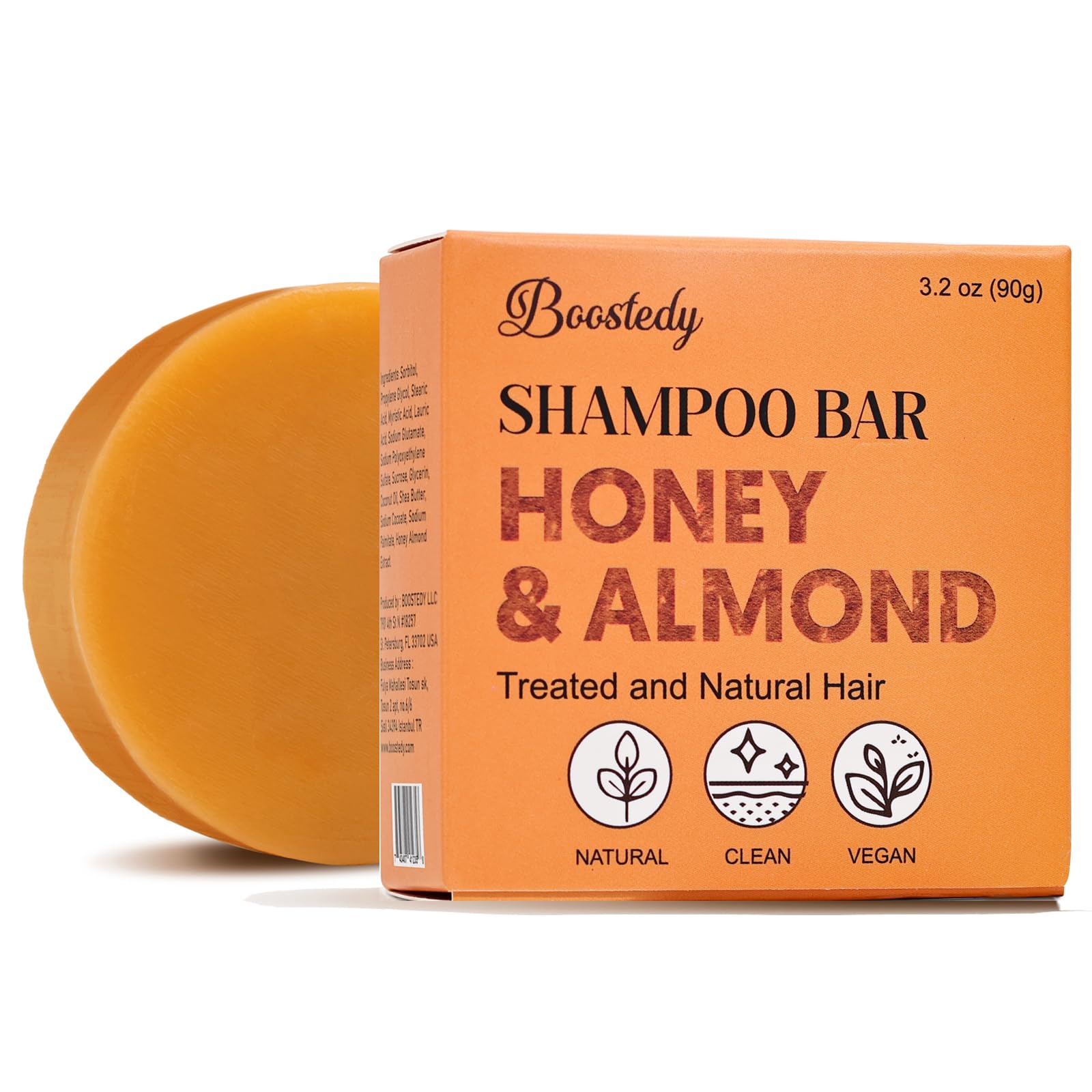 Amazon.com : Boostedy Honey & Almond Shampoo Bar - Sulfate-Free ...