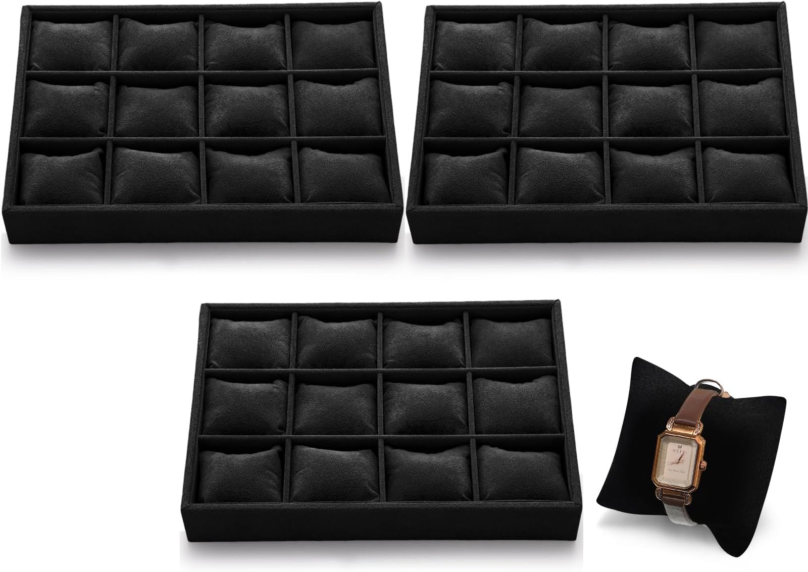 Amazon.com: LOYALHEARTDY 24 Grid Watch Jewelry Tray Organizer Wooden ...