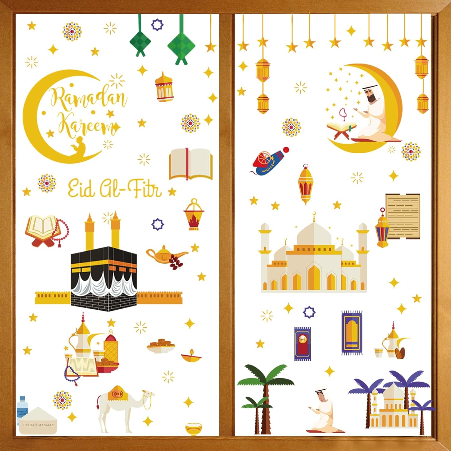 Amazon.de: 196 Stück Ramadan Fensteraufkleber, Stern Halbmond Laterne Aufkleber Fenstersticker ...
