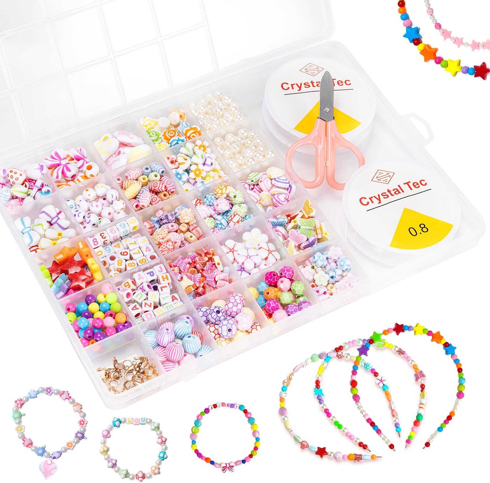 Carehabi Perle pour Bracelet Enfant Fille, Kit Perles Bijoux, Coffret ...