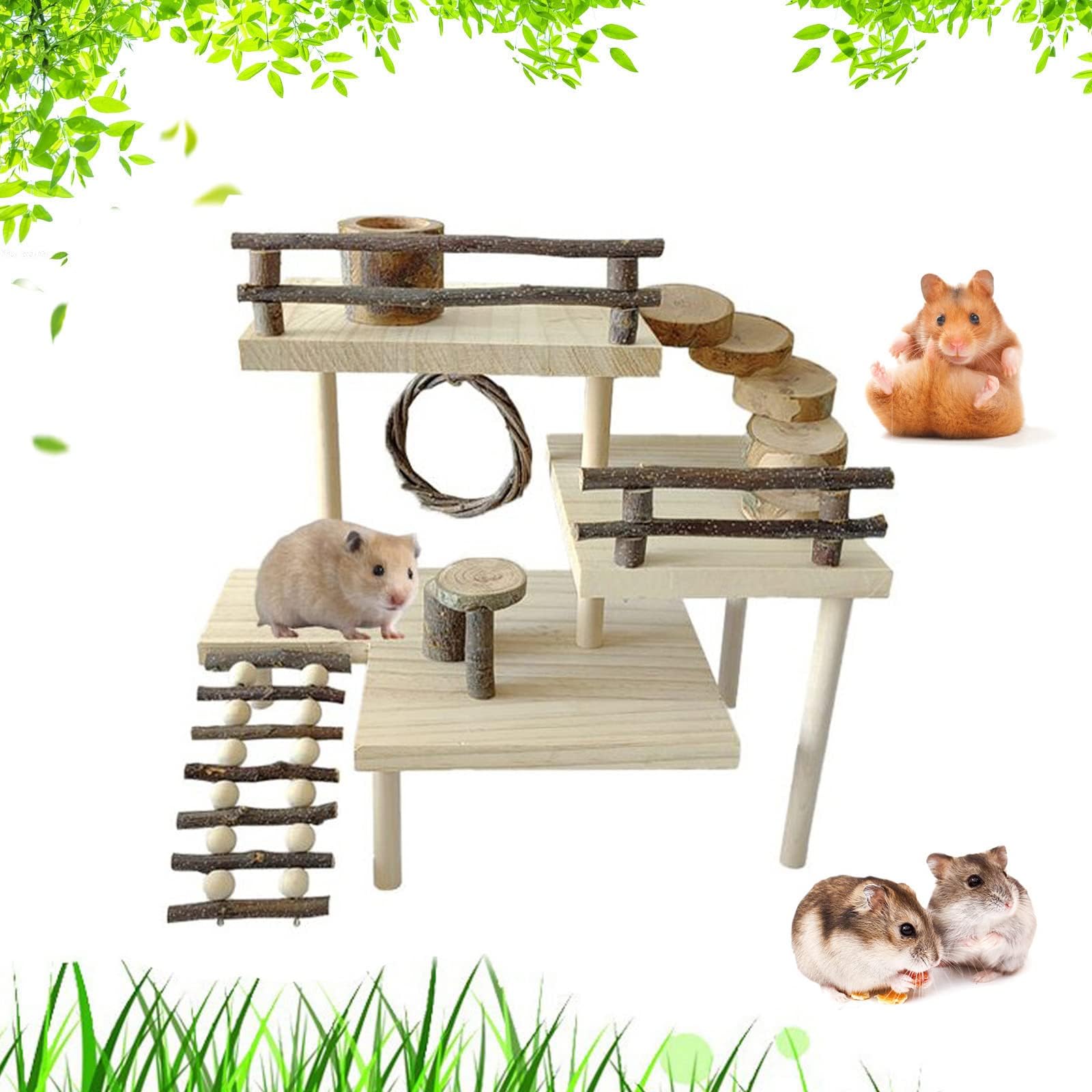 RoseFlower Wooden Hamster Platform for Cage, Hamster Playground ...