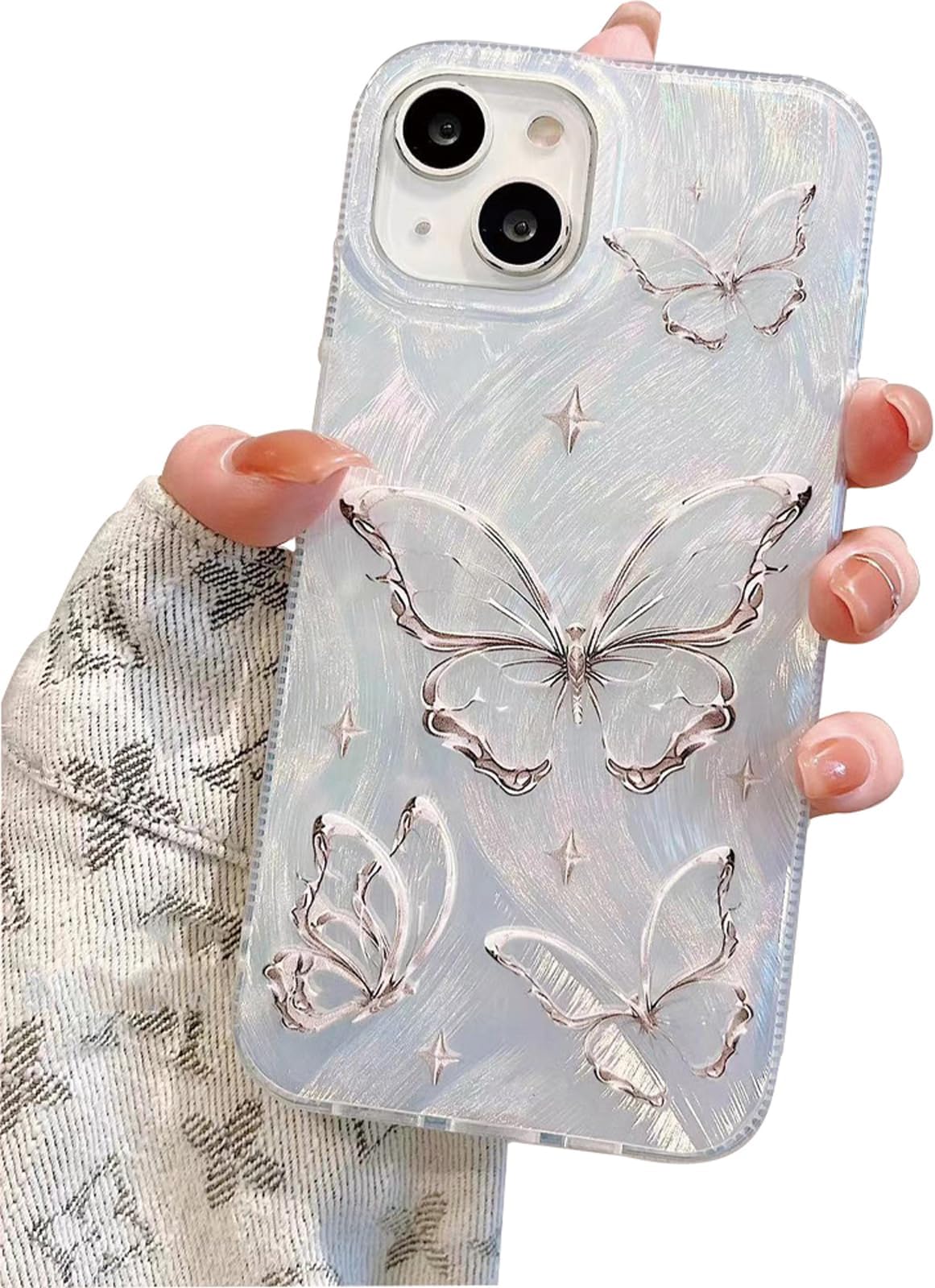 Amazon.com: INEVORESE for iPhone 11 Case,Cute Silvery Butterfly Pattern ...