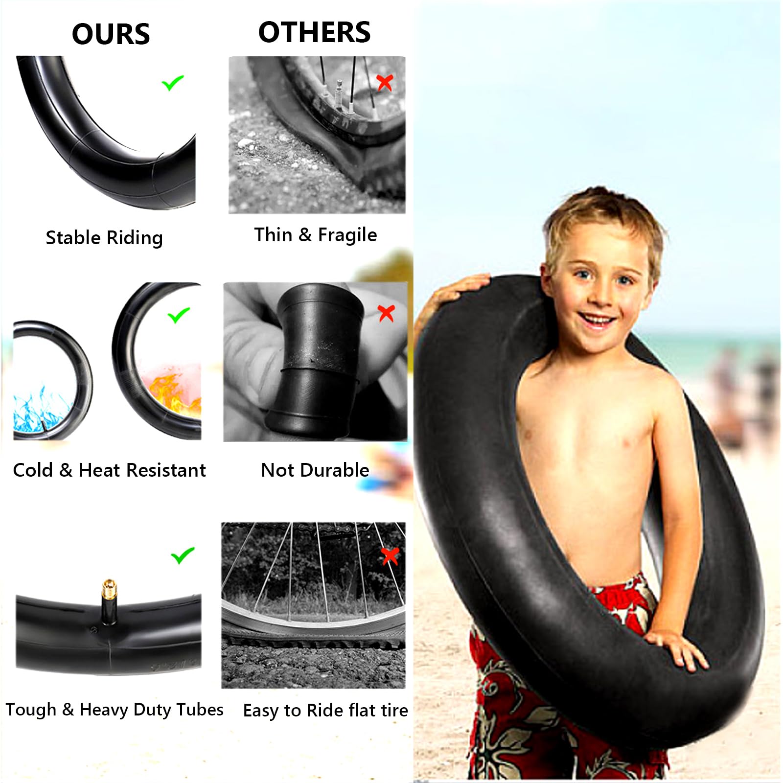 YHTSPORT 20 x 4.0 Fat Bike Tyre Tubes with Schrader Valve, 20 inch ...