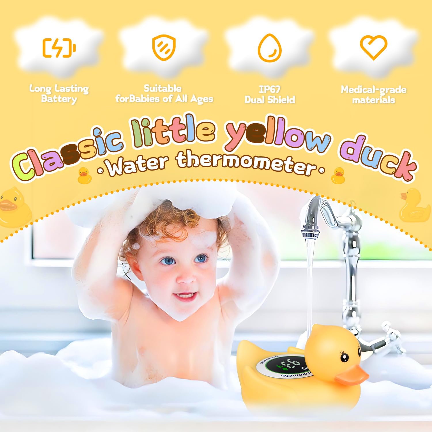 Snapklik.com : Baby Bath Thermometer Duck Toy - Floating Digital Water ...