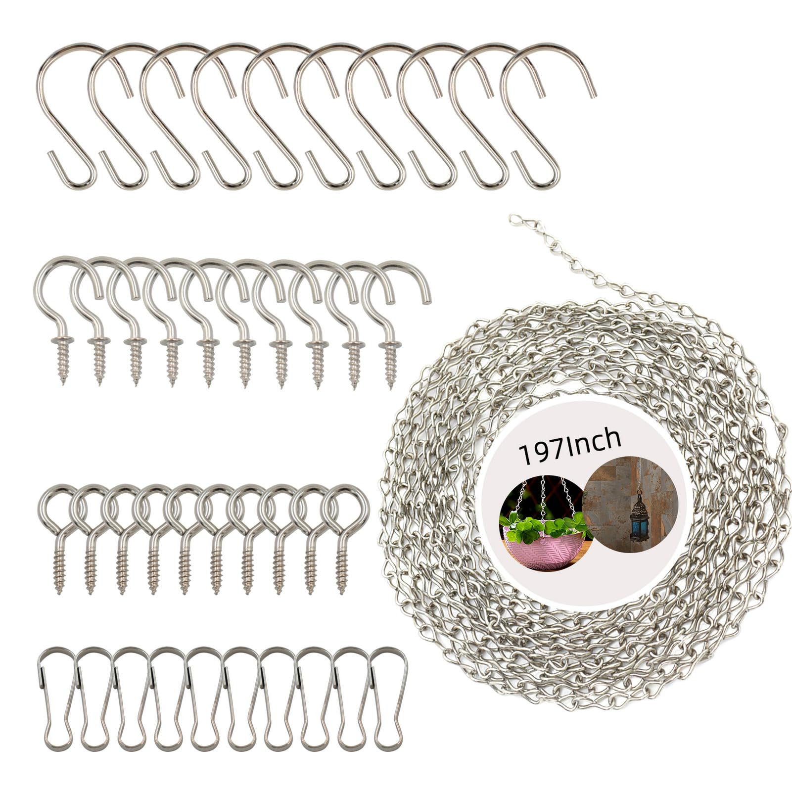 Amazon.com: YINGFENG 197 Inch DIY Silver Hanging Basket Chains ...