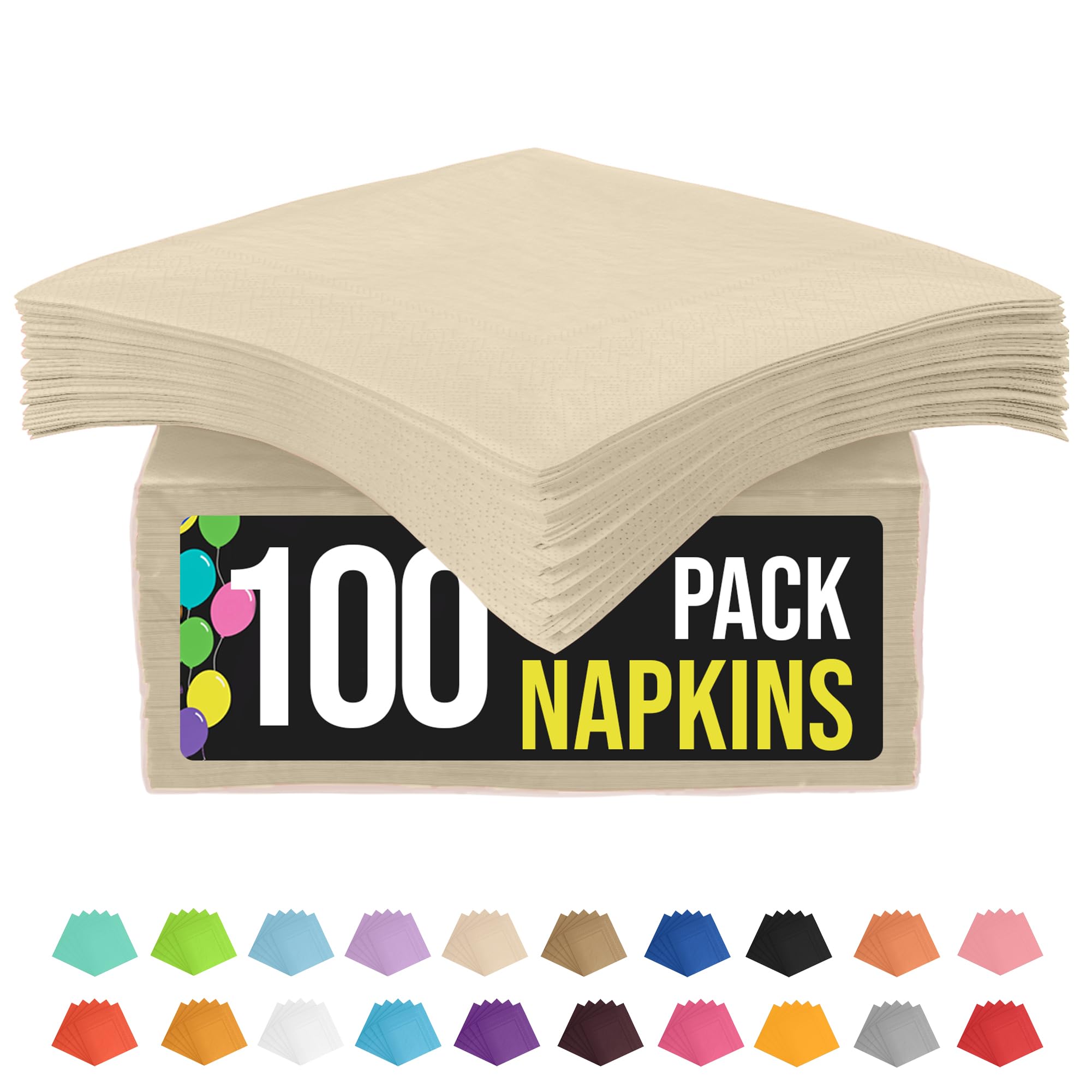 Amazon.com: 100 Pack Ivory Paper Napkins Disposable, 2 Ply Party ...