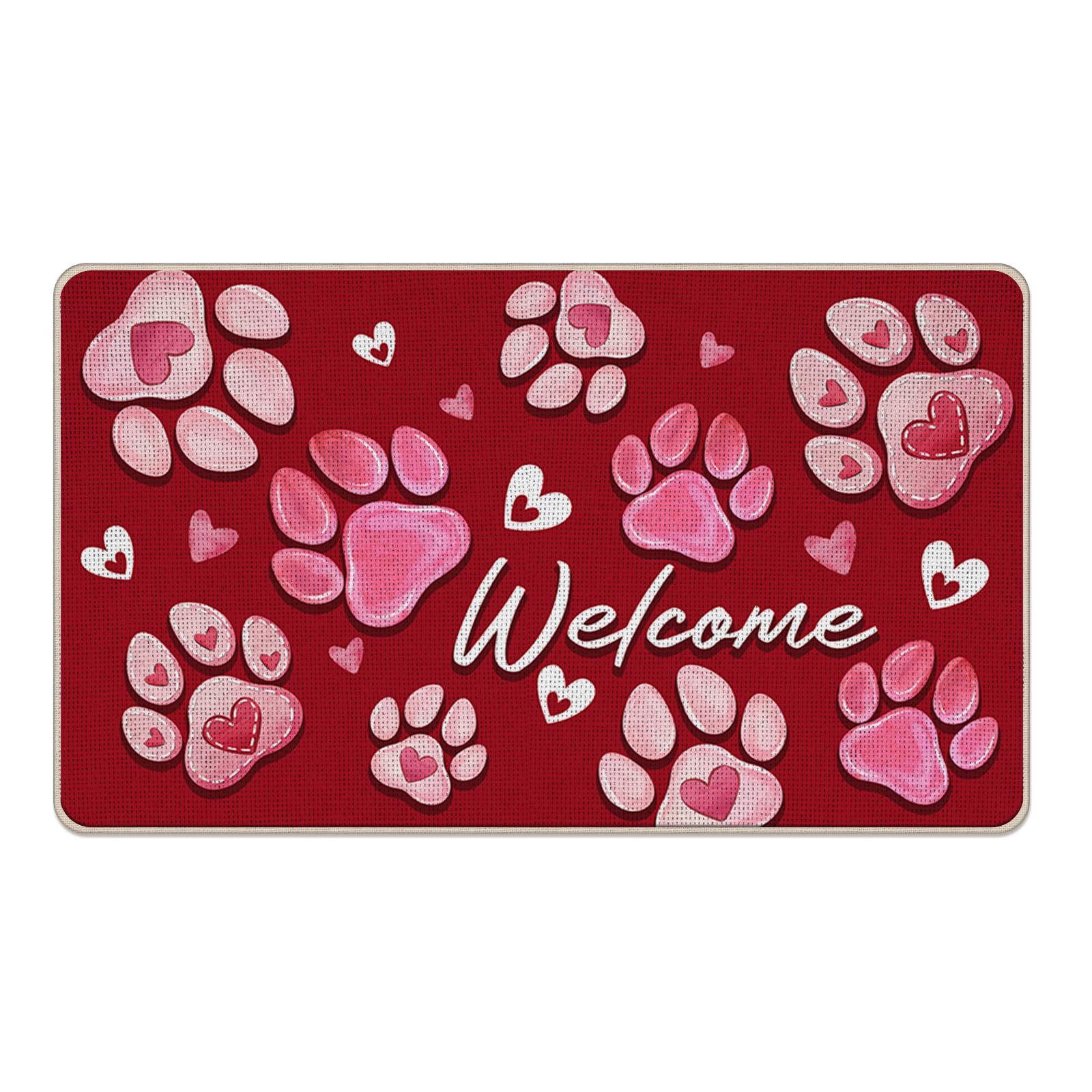 Amazon.com: Tailus Welcome Valentines Day Dog Cat Paw Prints Decorative ...