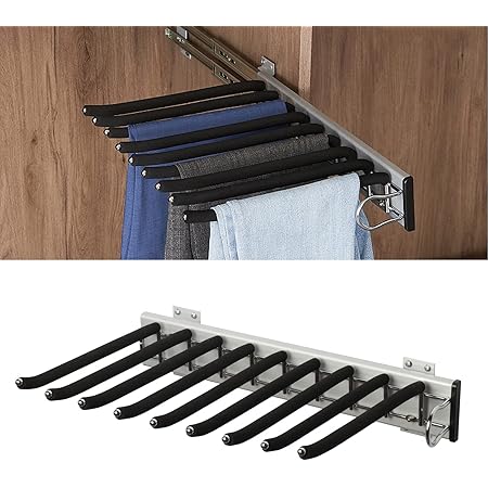 Amazon.com: tonchean Pull Out Pants Rack Pants Hanger Bar 22 Arms Steel ...
