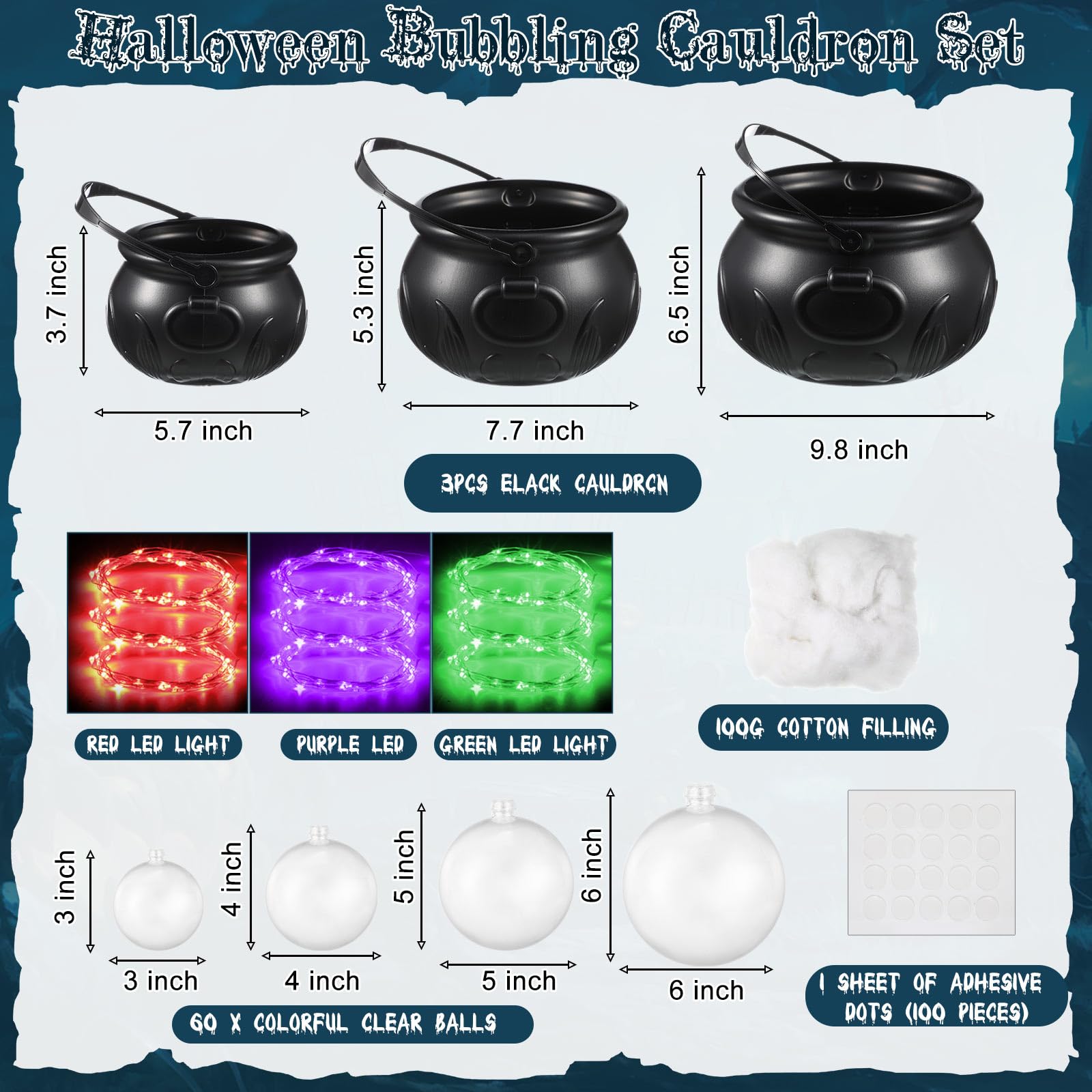 Snapklik.com : Halloween Decor DIY Bubbling Cauldron Set 3 Black ...
