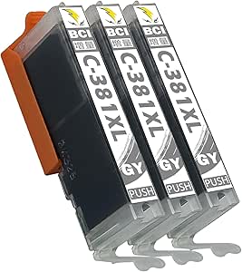 Amazon.co.jp: キャノン用 BCI-381 381XLGY 381 インク グレー 互換インクカートリッジ 381 3GY プリンターインク 大容量タイプ/残量表示/個包装 ...