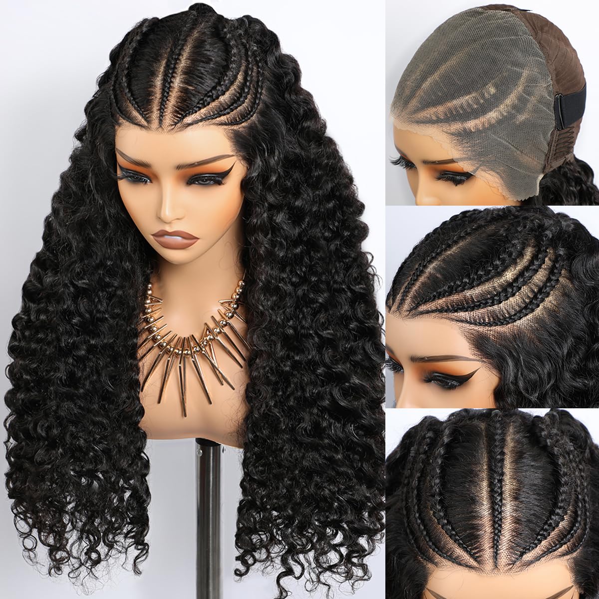 Amazon.com : Lemo beauty Pre braided Wig Human Hair Full 13x6 Water ...