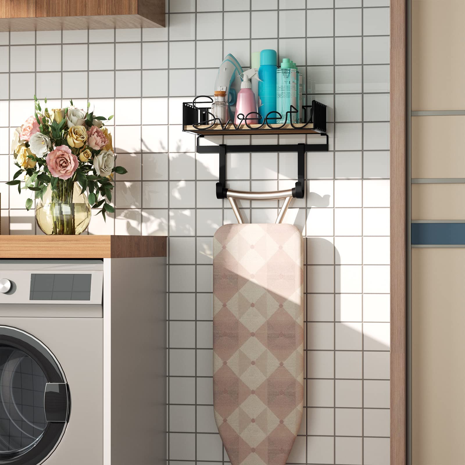 SRIWATANA Ironing Board Hanger Wall Mount, Iron and Ironing Board ...